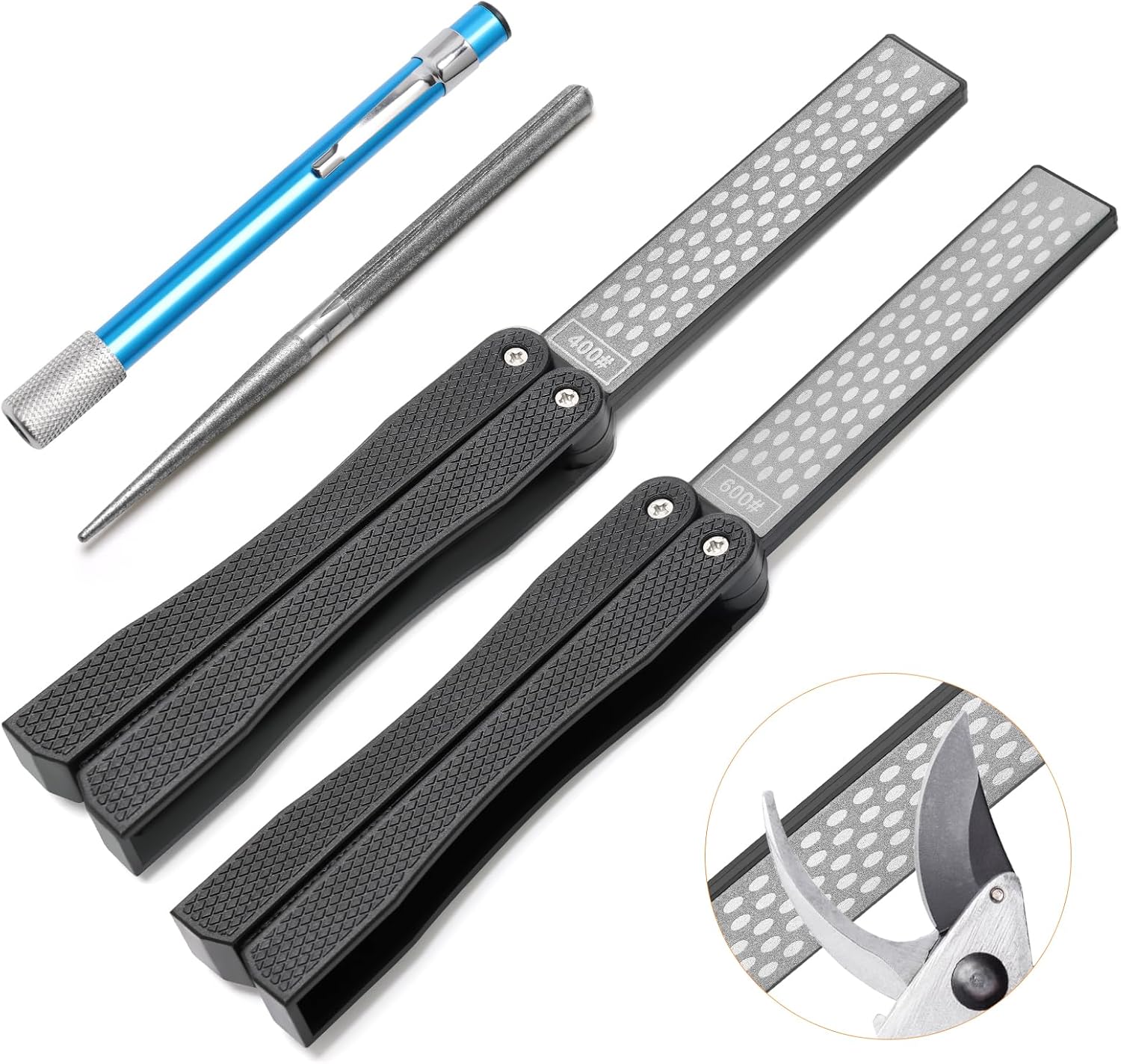Amazon.com: Anglekai 3PCS Garden Tool Sharpener, 2PCS Double-Sided ...