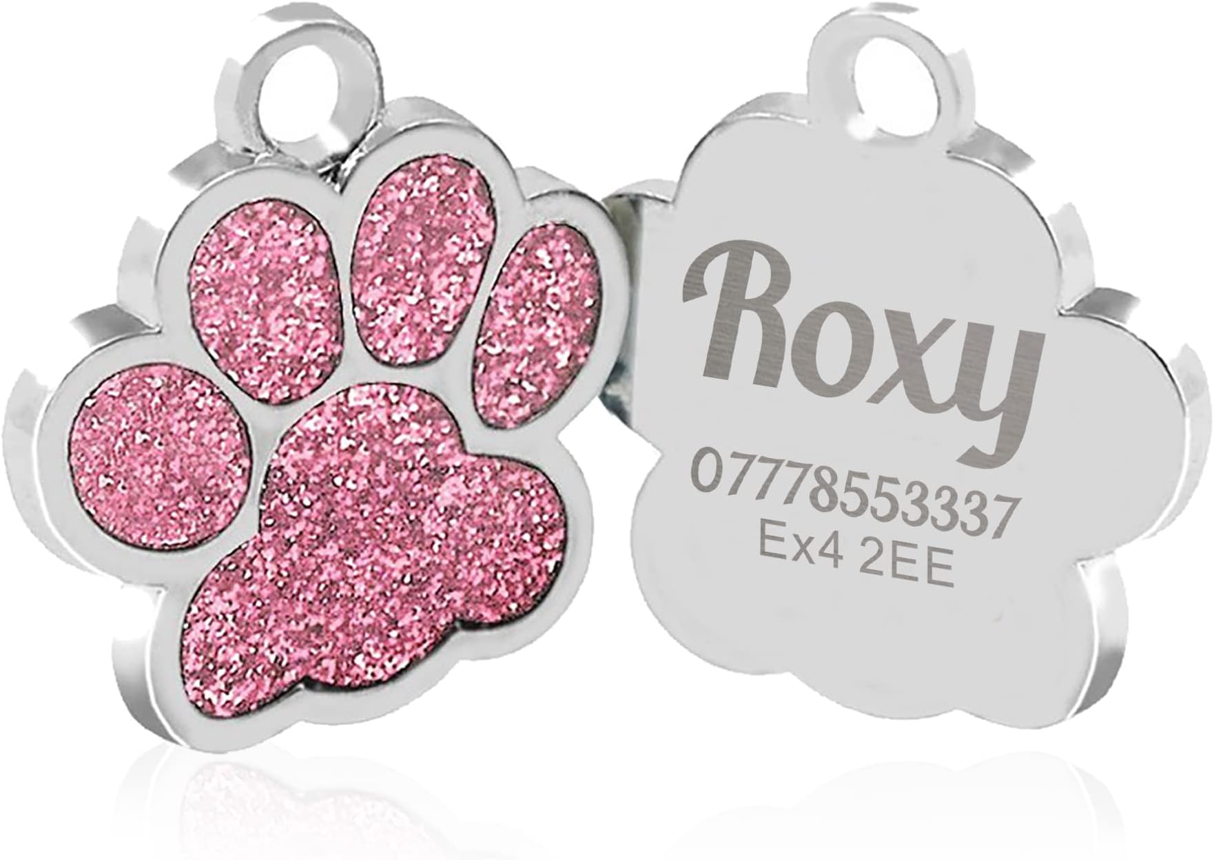 Amazon.com: Didog Glitter Paw Print Pet ID Tags for Small Dogs and Cats ...