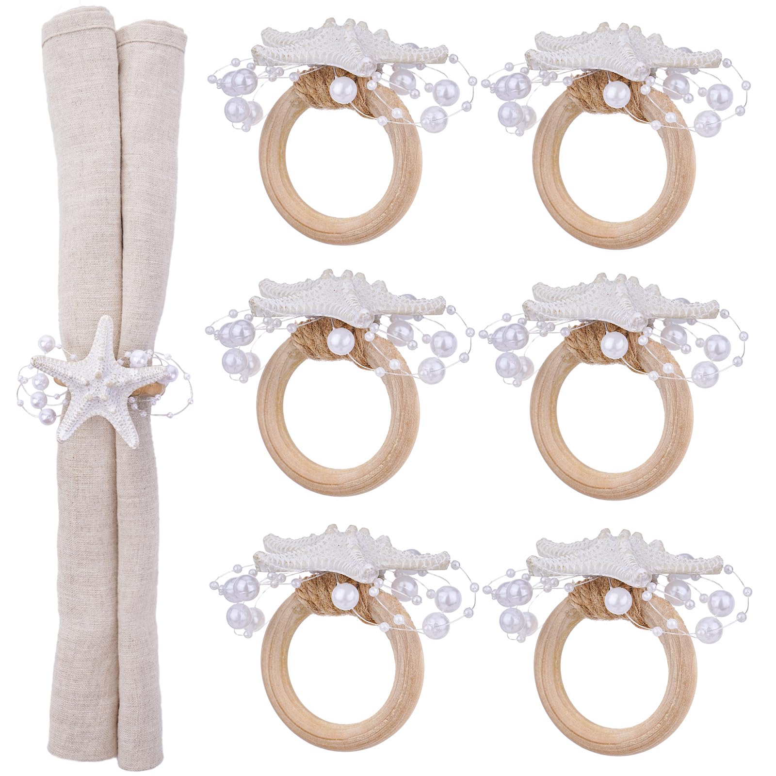 Amazon.com: Hokinaa Artificial Starfish Napkin Rings - 6PCS White Sea ...