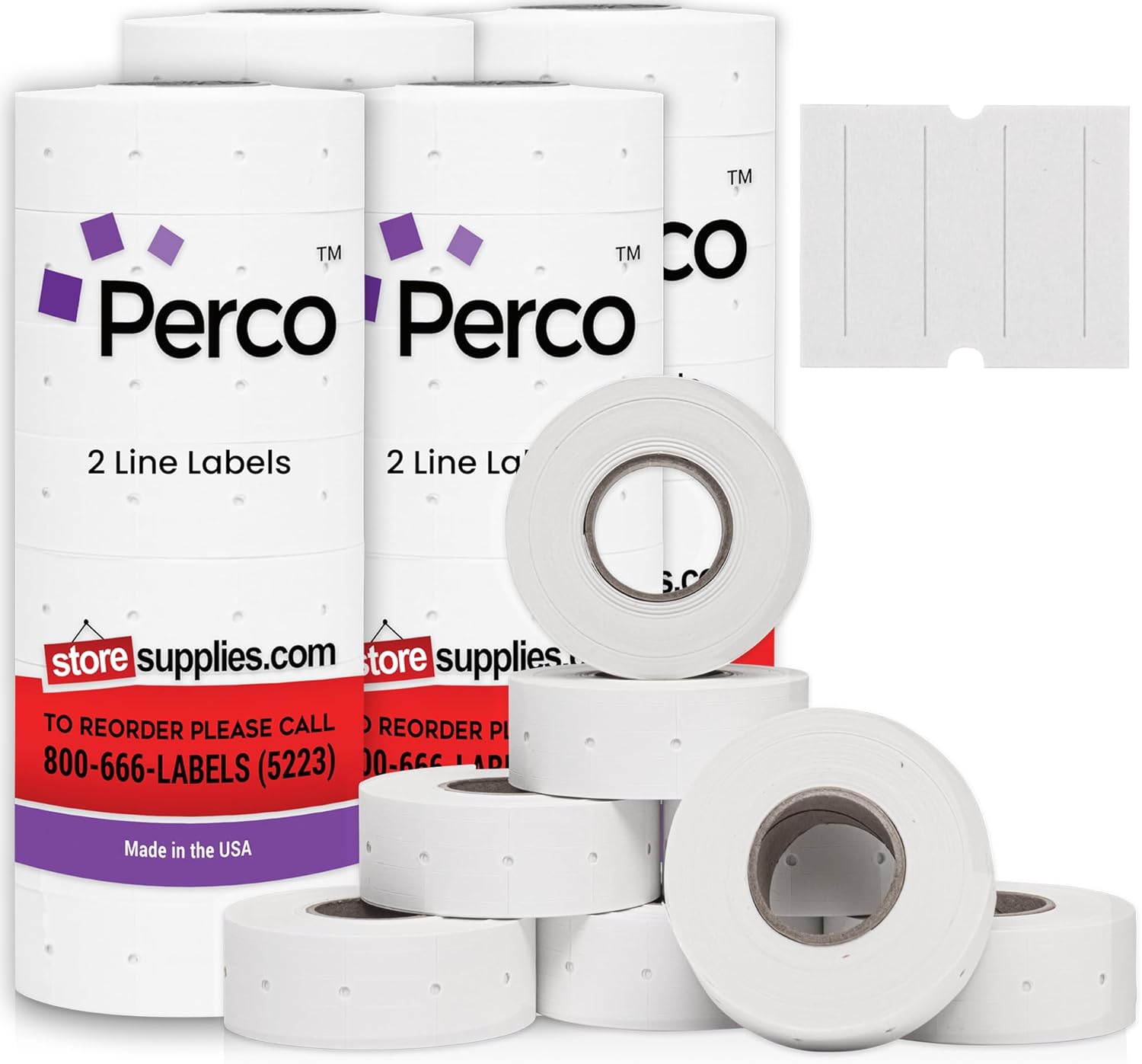 Amazon.com : Perco 2 Line Removable Adhesive Labels - 32 Rolls, 4 ...