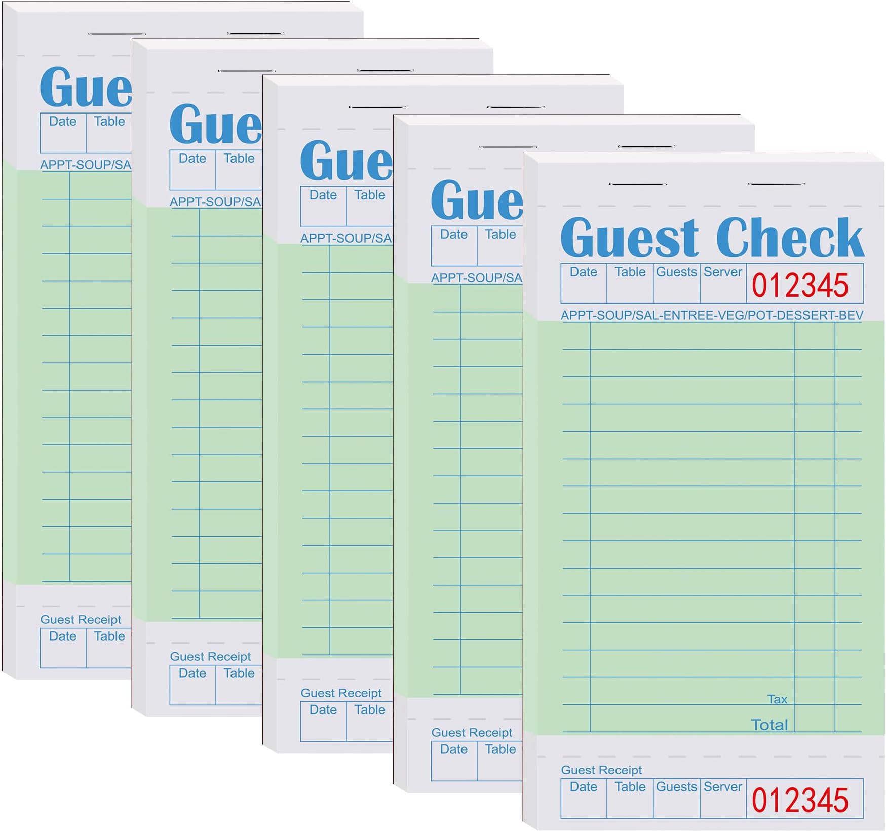 Amazon.com: Stock Your Home Green Guest Check Books for Servers (10 ...