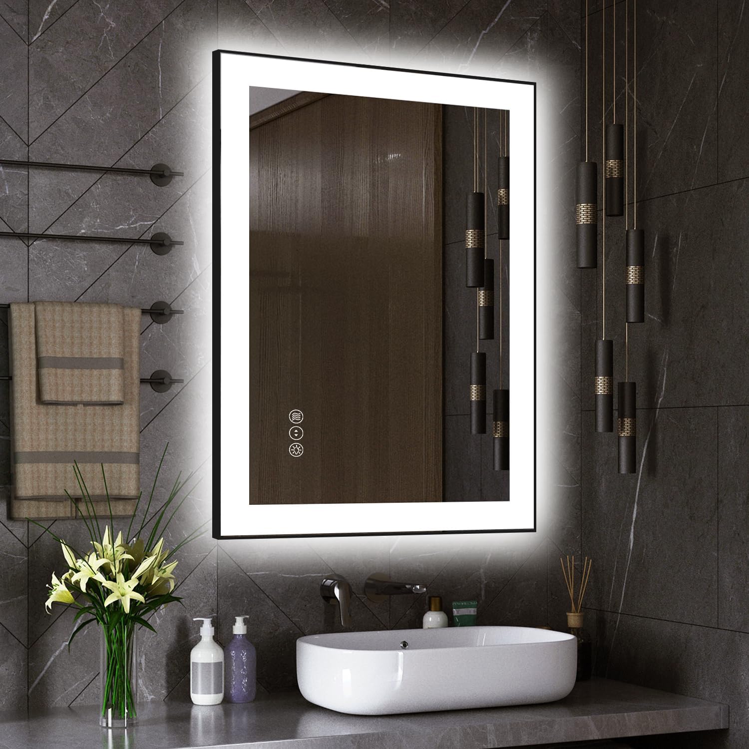 Amazon.com: Led Mrror for Bathroom, 32x24 Bathroom Mirror with Lights ...