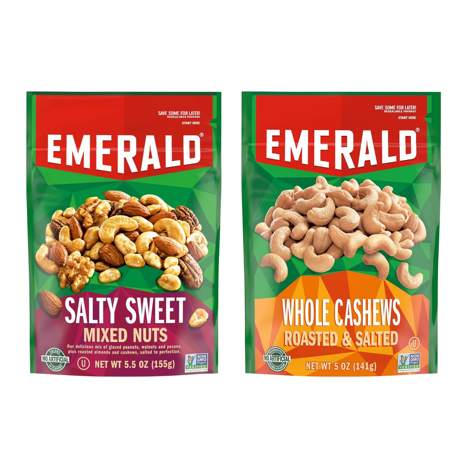 Amazon.com : Emerald Nuts Combo Variety Pack Featuring Whole Cashews ...