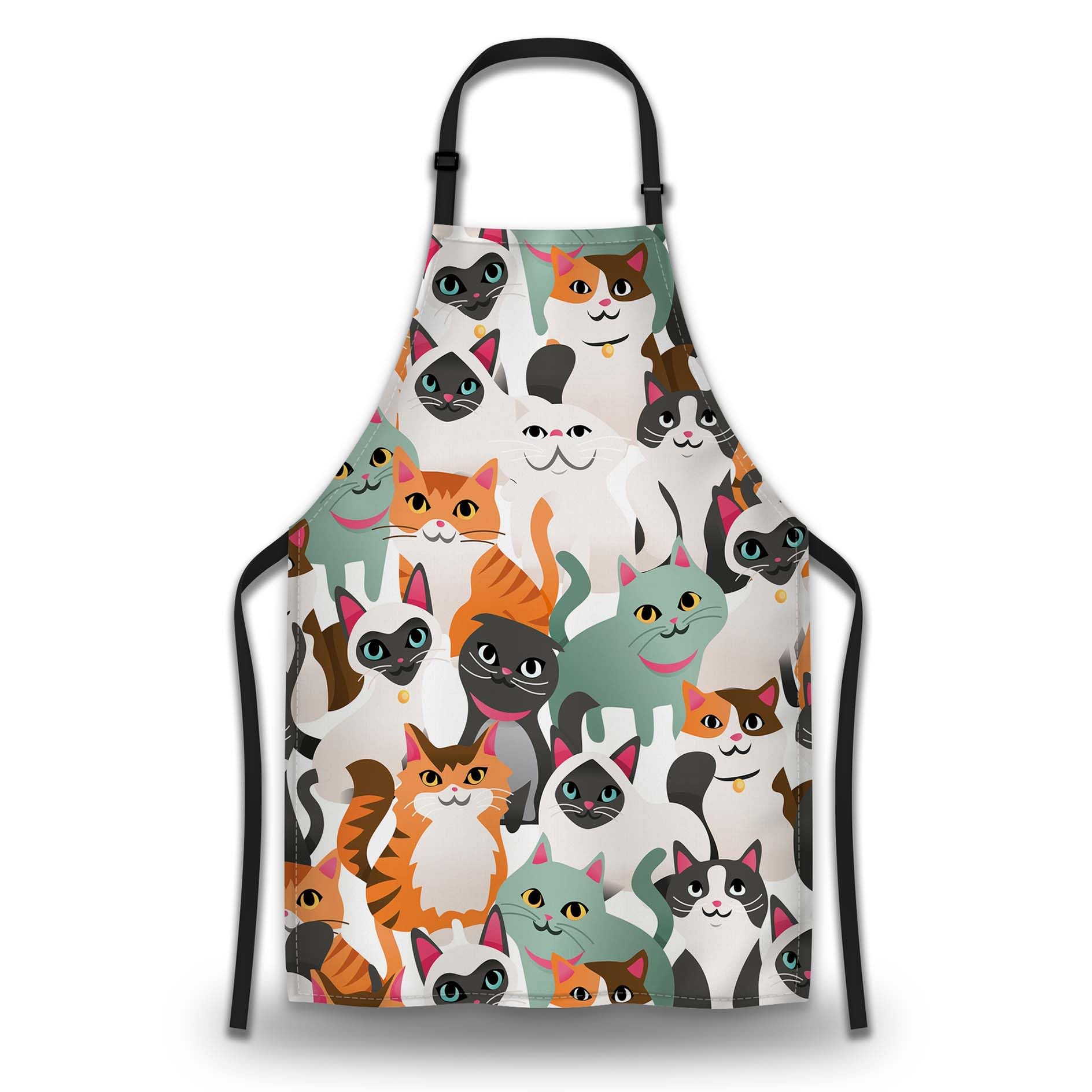 Amazon.com: Olikked Cooking Apron for Women Cute Cats and Kittens Fun ...
