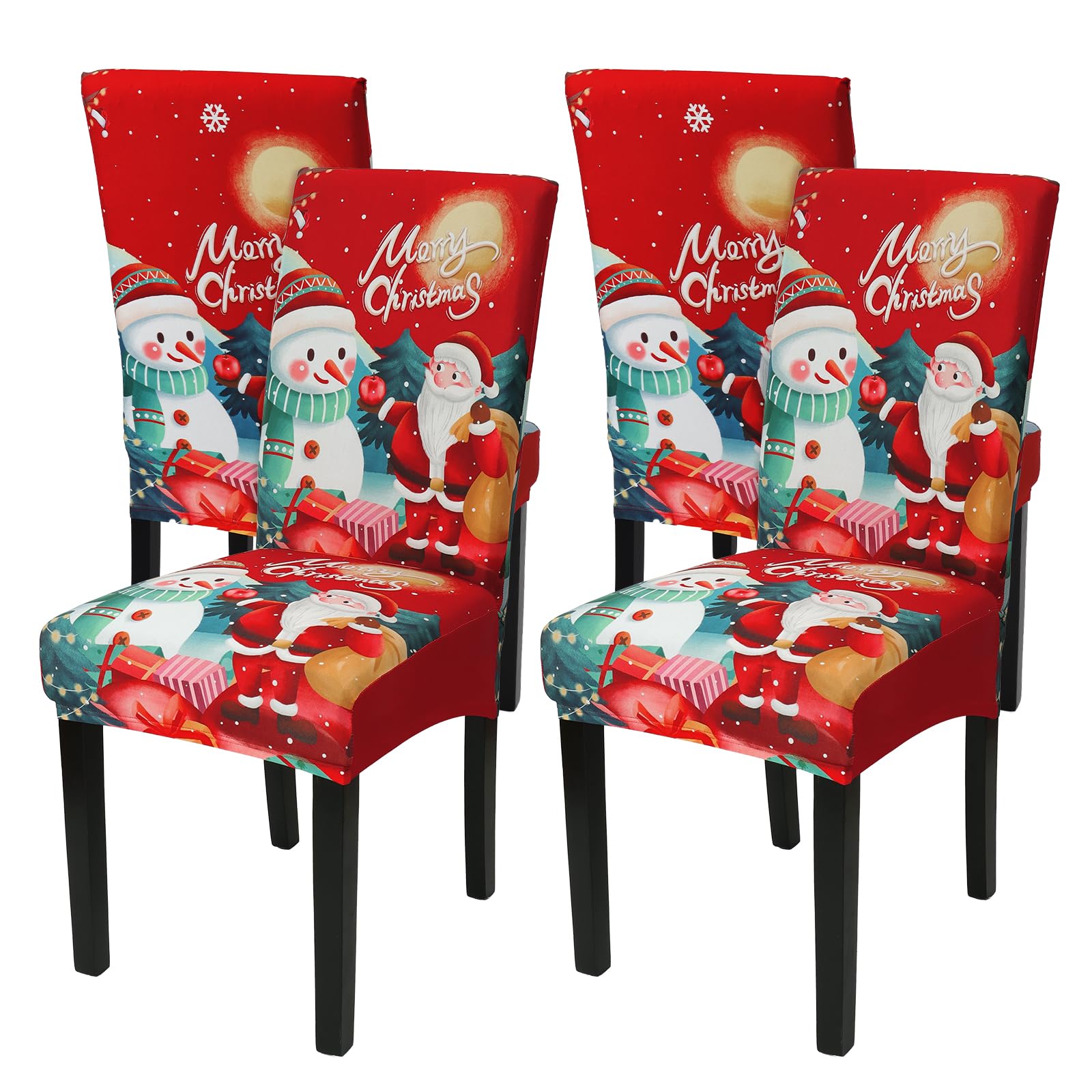 Betylifoy Christmas Dining Chair Covers Set of 4 Stretch Santa Claus ...