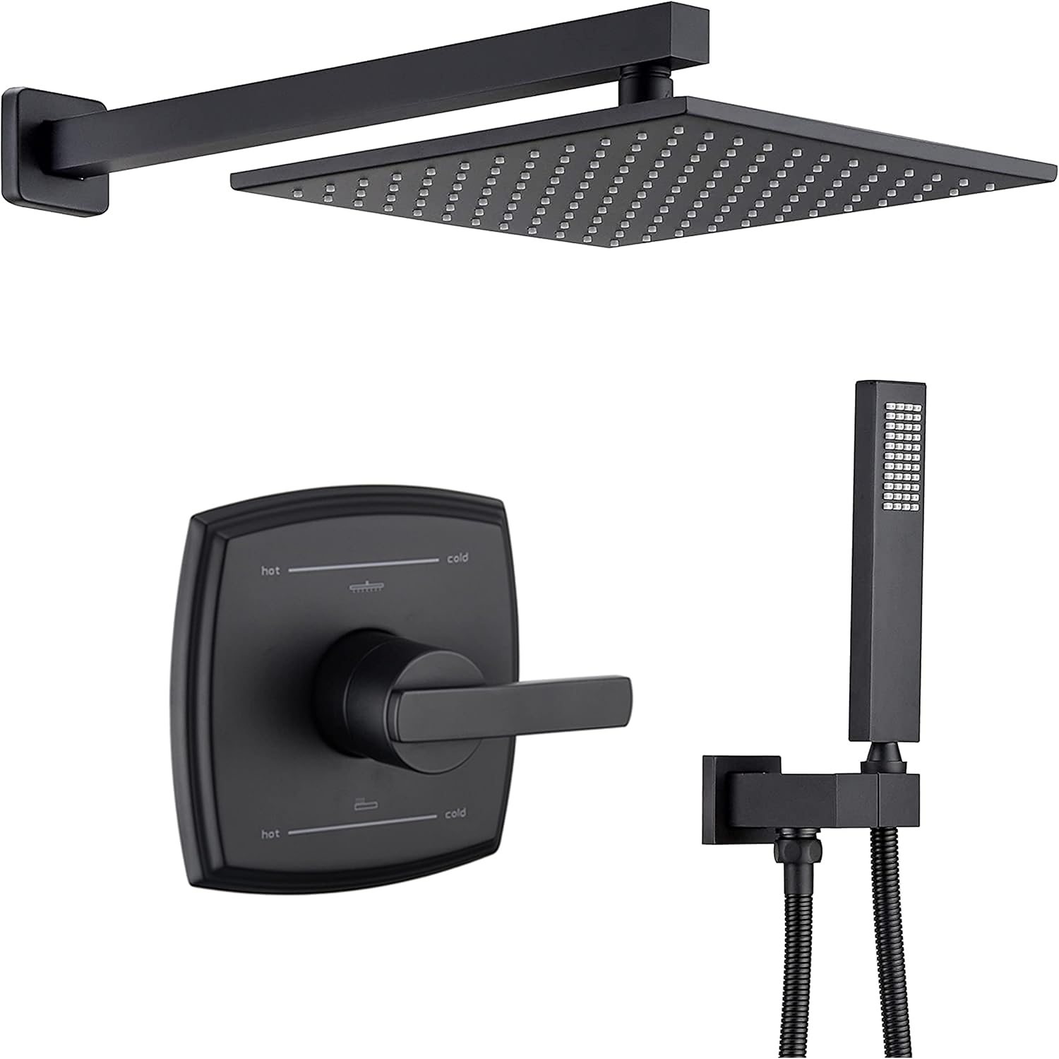 SOOOHOT Black Shower Faucet Set, Shower Systems with Rain Shower and ...