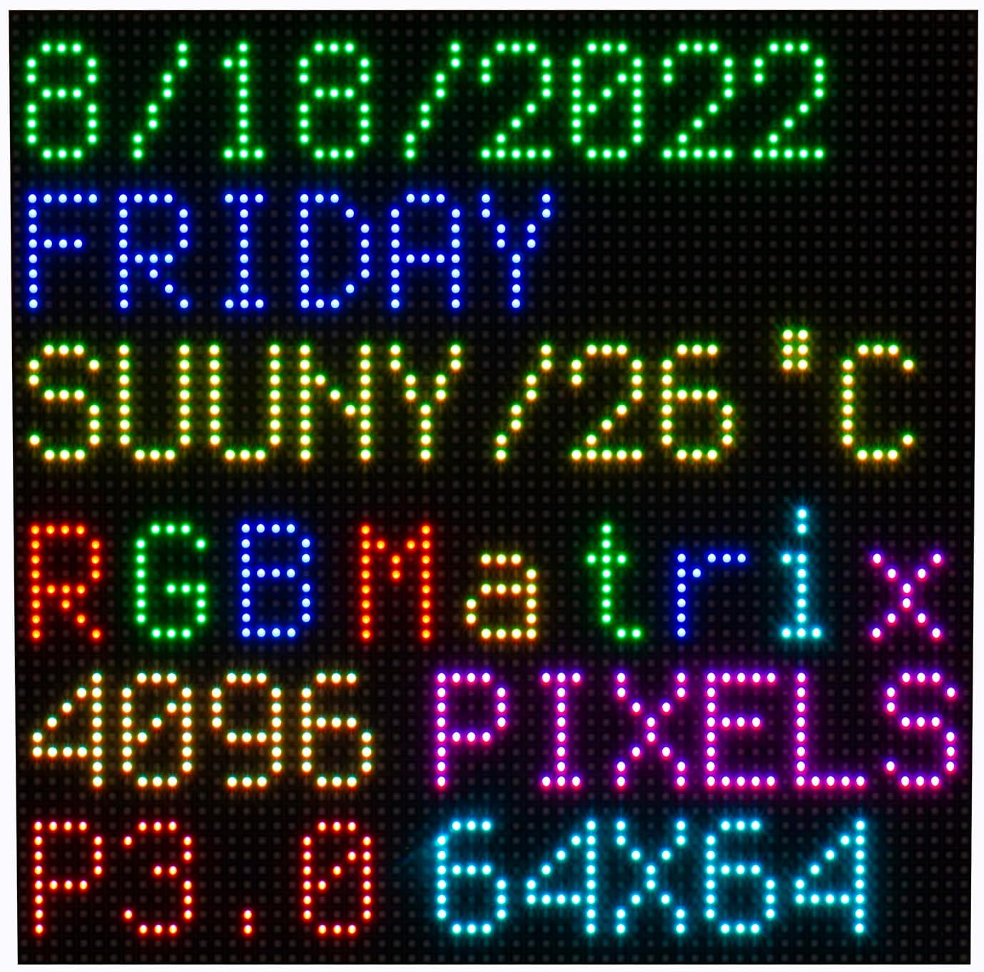 Amazon.com: Waveshare RGB Full-Color LED Matrix Panel 3mm Pitch 64×64 ...