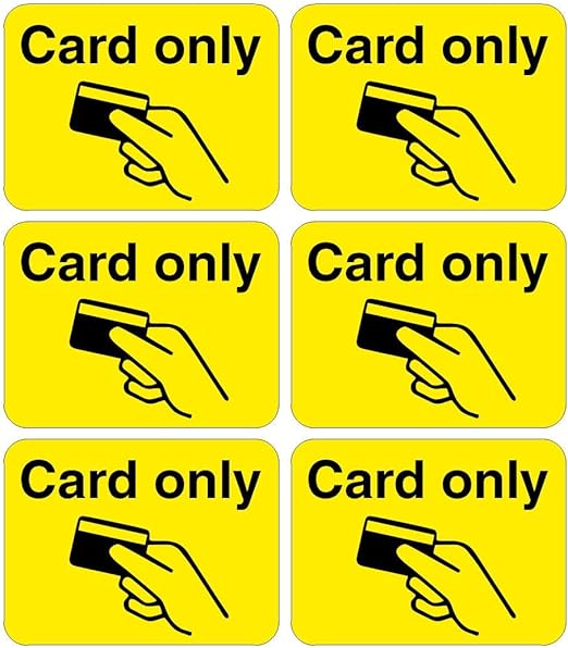 Set of 6 Card only Signs. 120mm x 90mm self Adhesive Stickers. Ideal ...