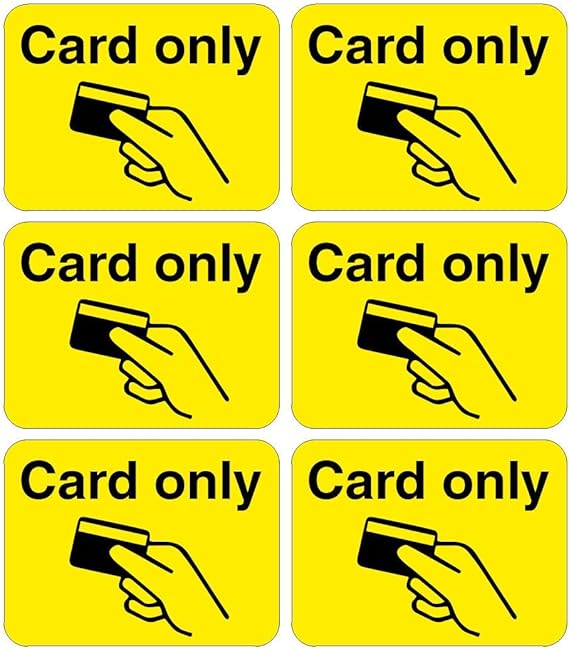 Set of 6 Card only Signs. 120mm x 90mm self Adhesive Stickers. Ideal ...