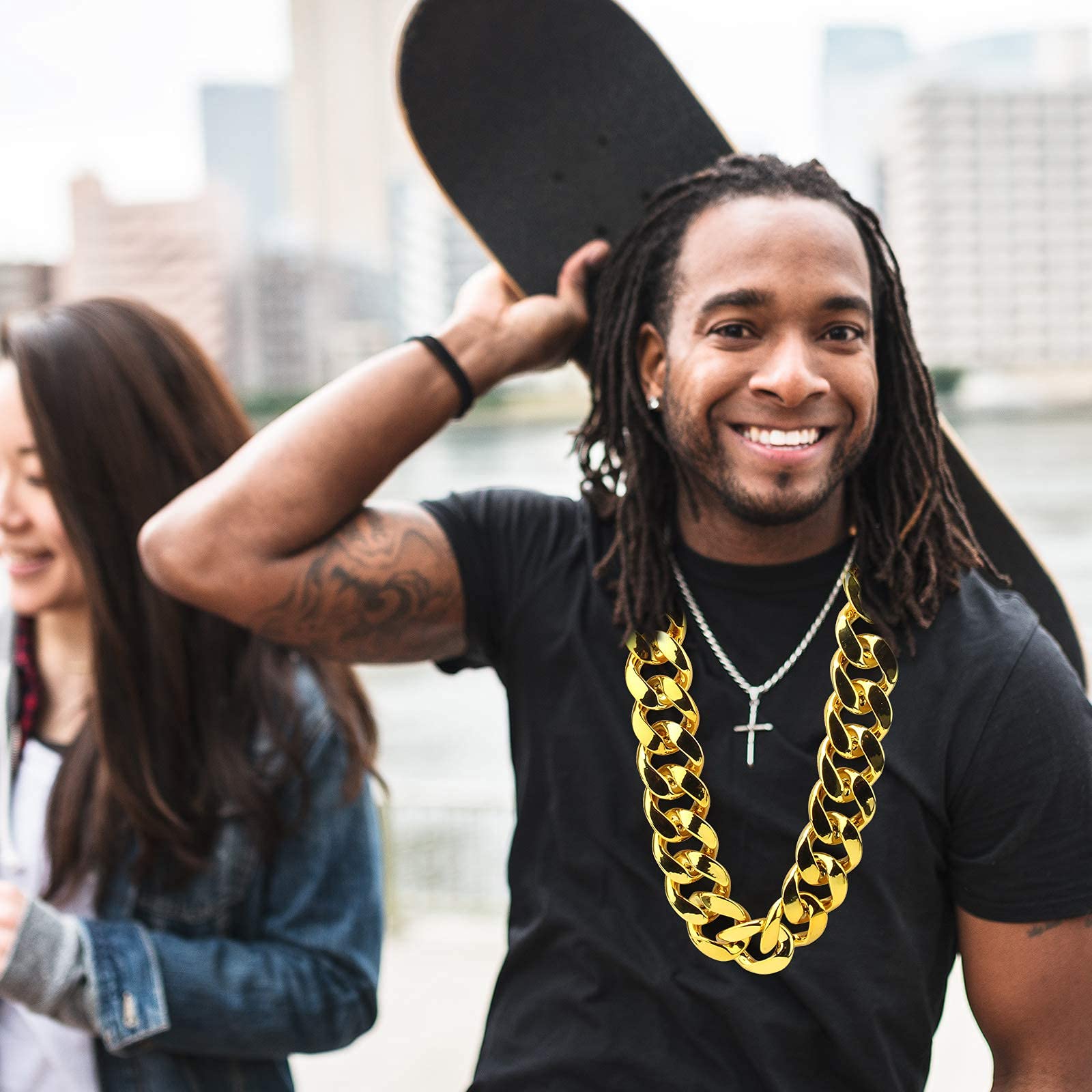 Snapklik.com : Catcan Hip Hop Chunky Gold Chain 2 Pack, 32 Inch Plastic ...