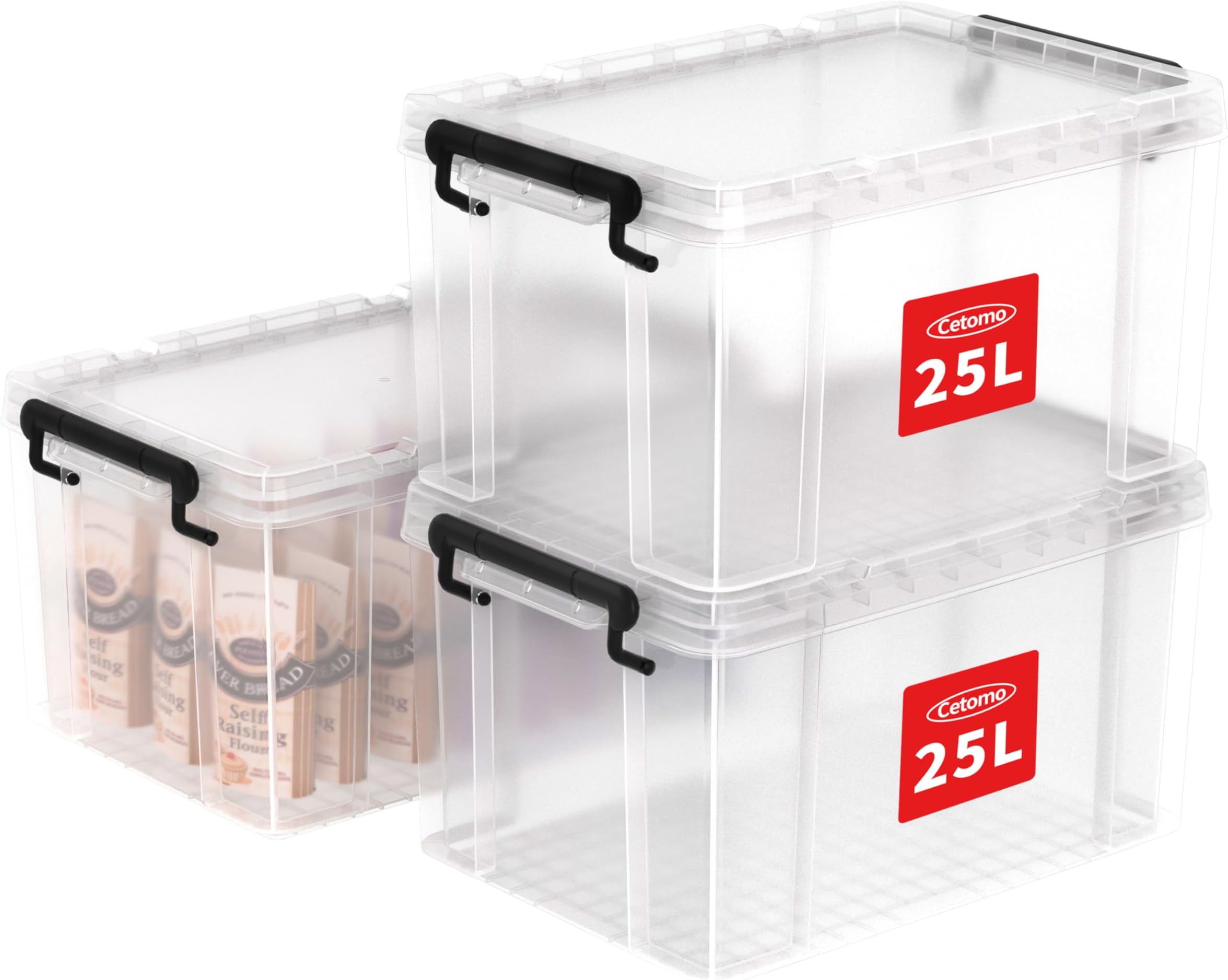 Really Useful Box Nestable Plastic Storage 33.5 Litre Clear (Pack of 3 ...