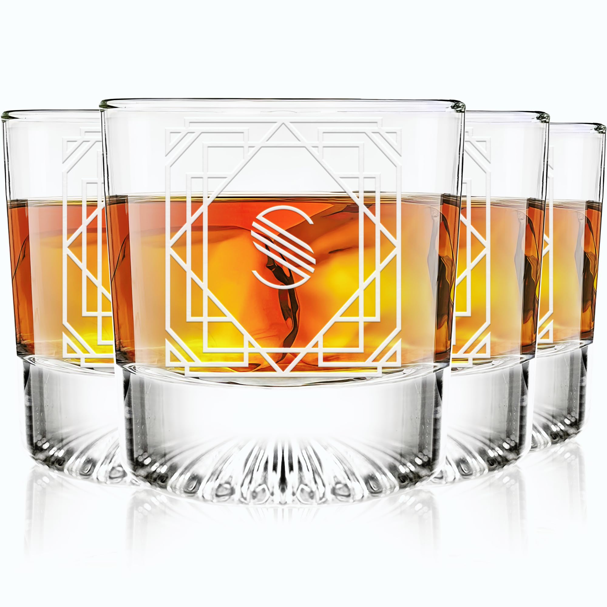 Amazon.com: Greenline Goods - Monogram Art Deco Etched Letter S Whiskey ...