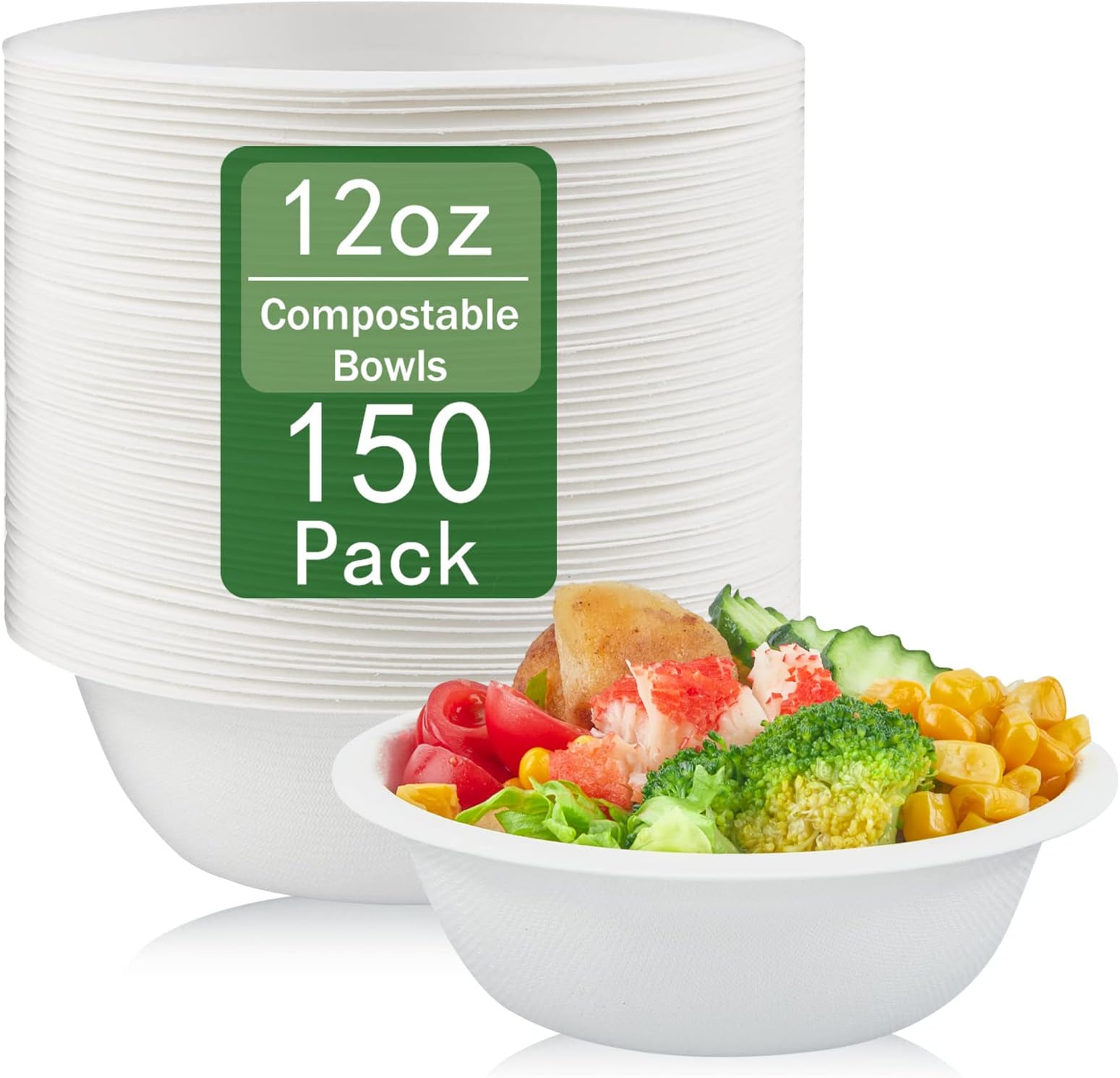 Amazon.com: Uiifan 500 Pack Compostable Bowls 22 oz Disposable Paper ...