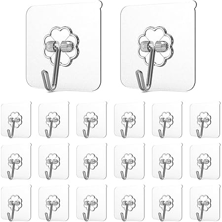Wall Hooks for Hanging, Heavy Duty Adhesive Hooks, 20 Pack Removable ...