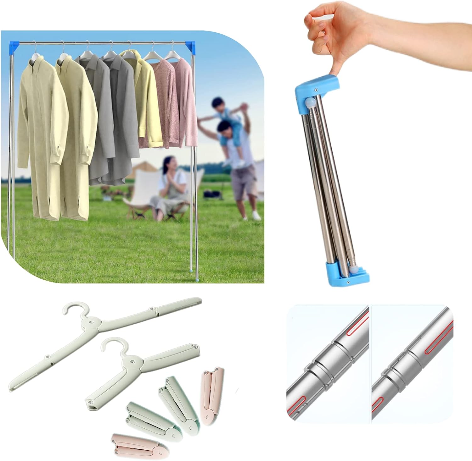 Amazon.com: Lmaray Portable Travel Garment Rack, 2023 Upgraded Easy ...