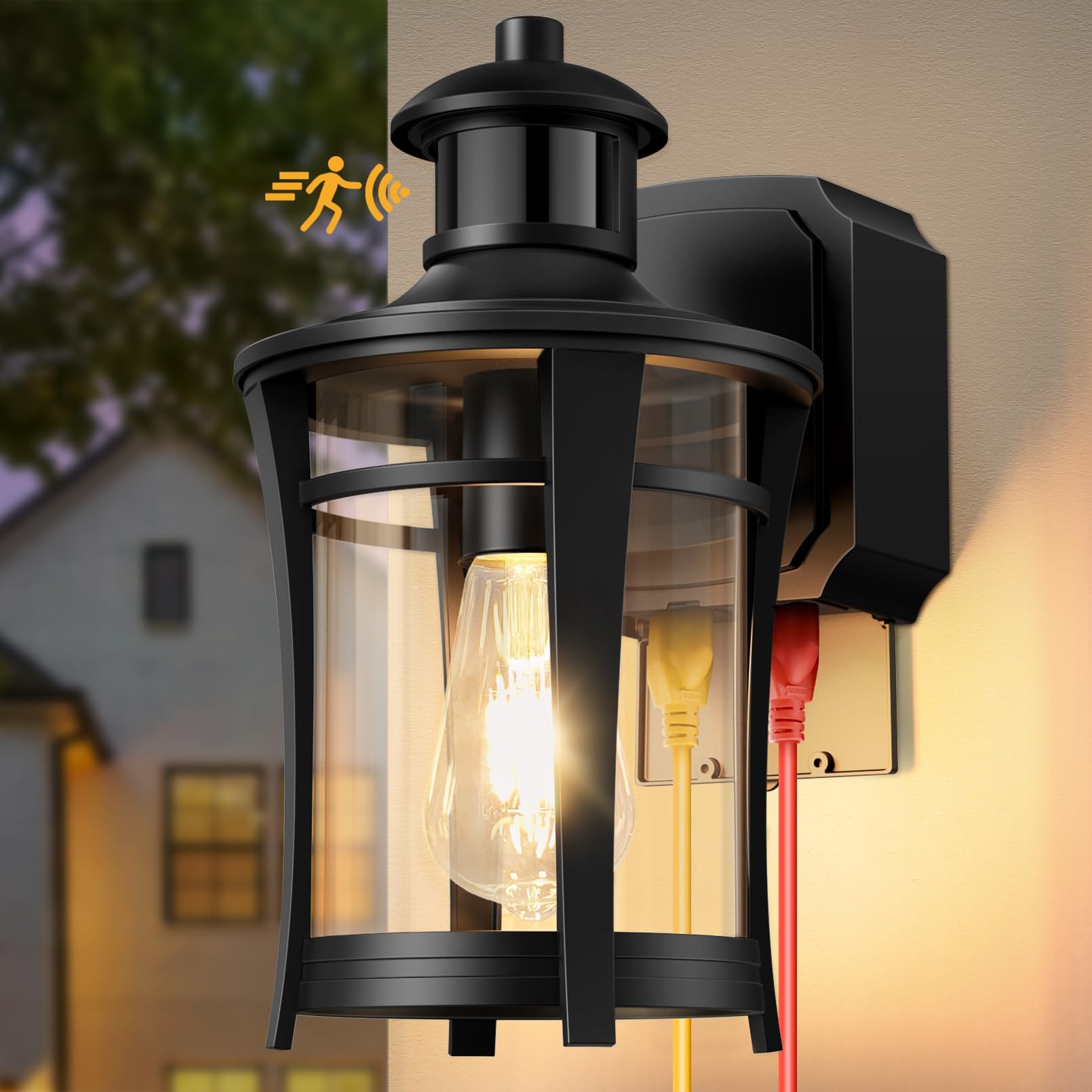 Koda William Outdoor LED Wall Light Fixture Lantern with Power Outlet ...