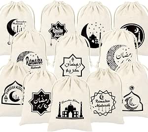 Amazon.com: 12 PCS Ramadan Drawstring Gift Bags,Eid Mubarak Goody ...