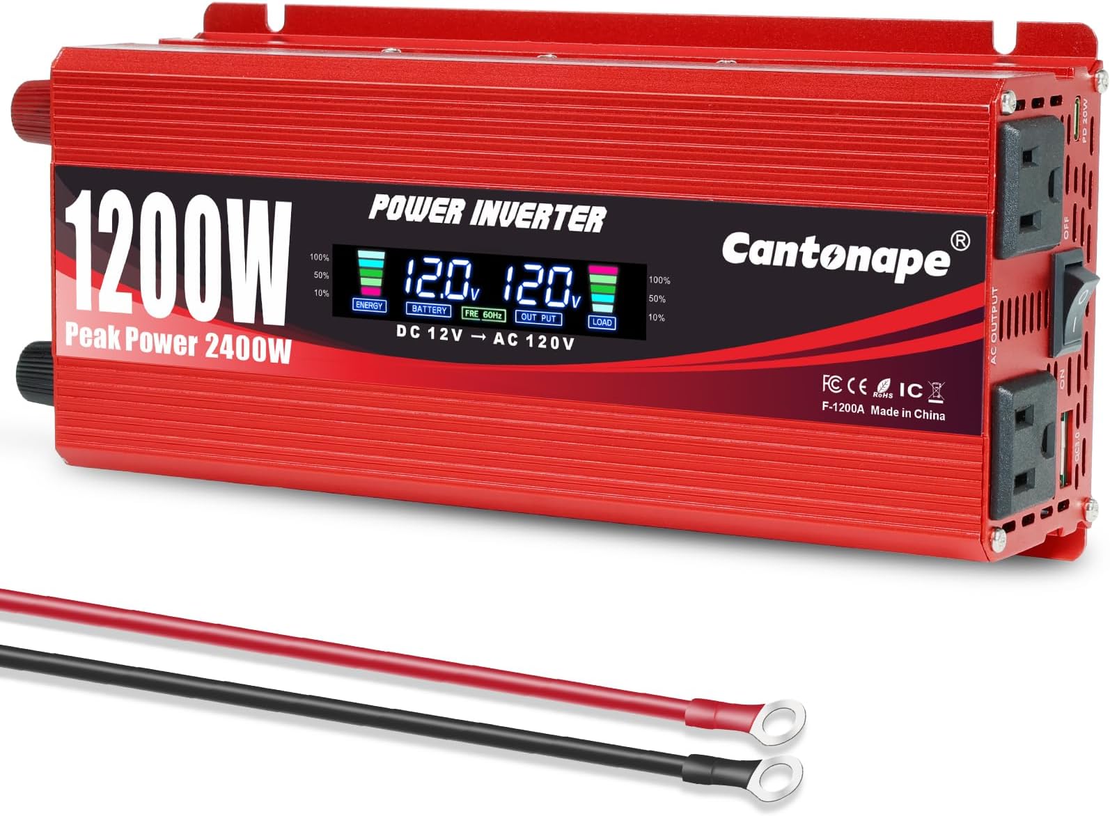 Amazon.com: Cantonape 1500W/3000W(Peak) Power Inverter DC 24V to 110V ...