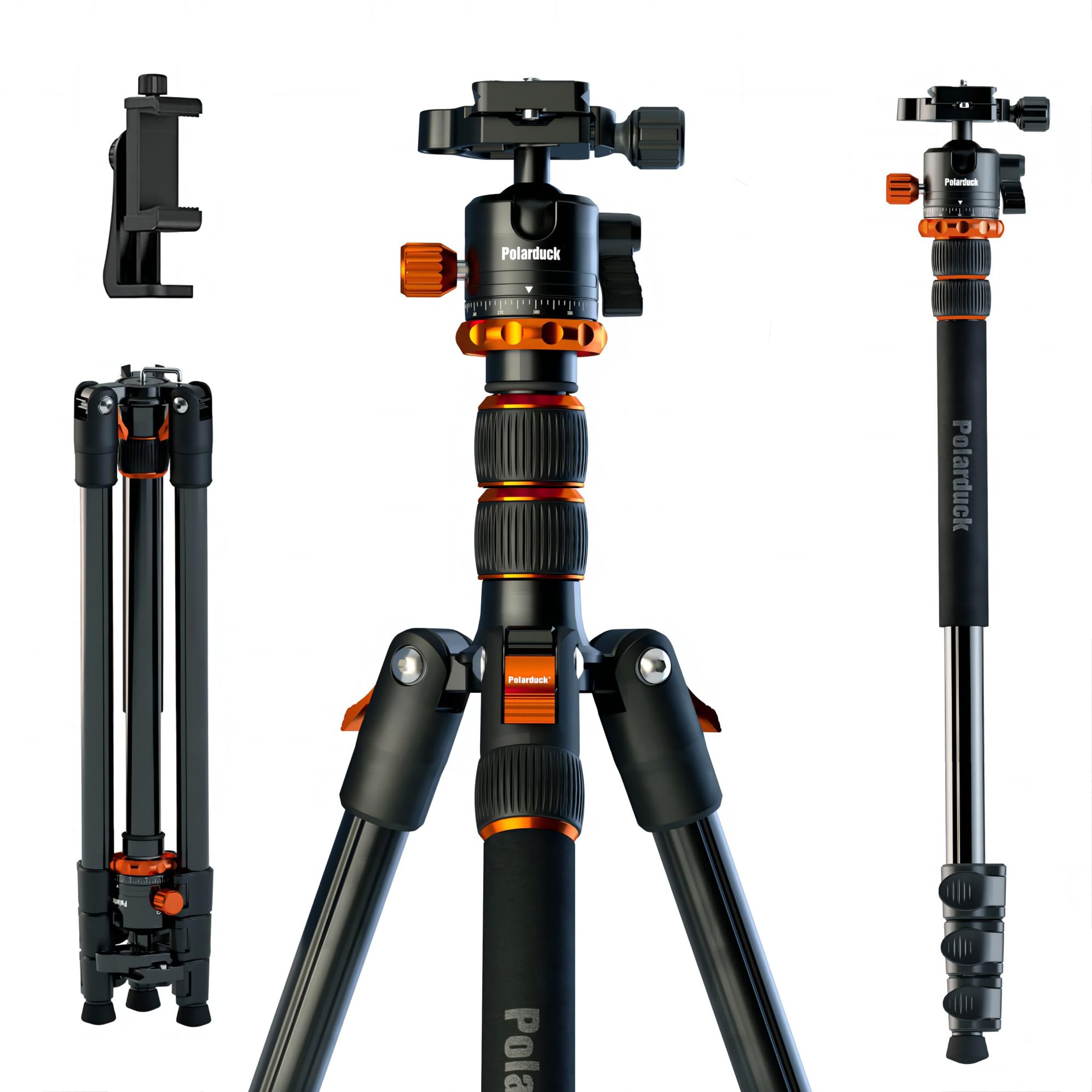 Polarduck Camera Tripod Phone Tripod Stand: Professional Travel Tripod ...