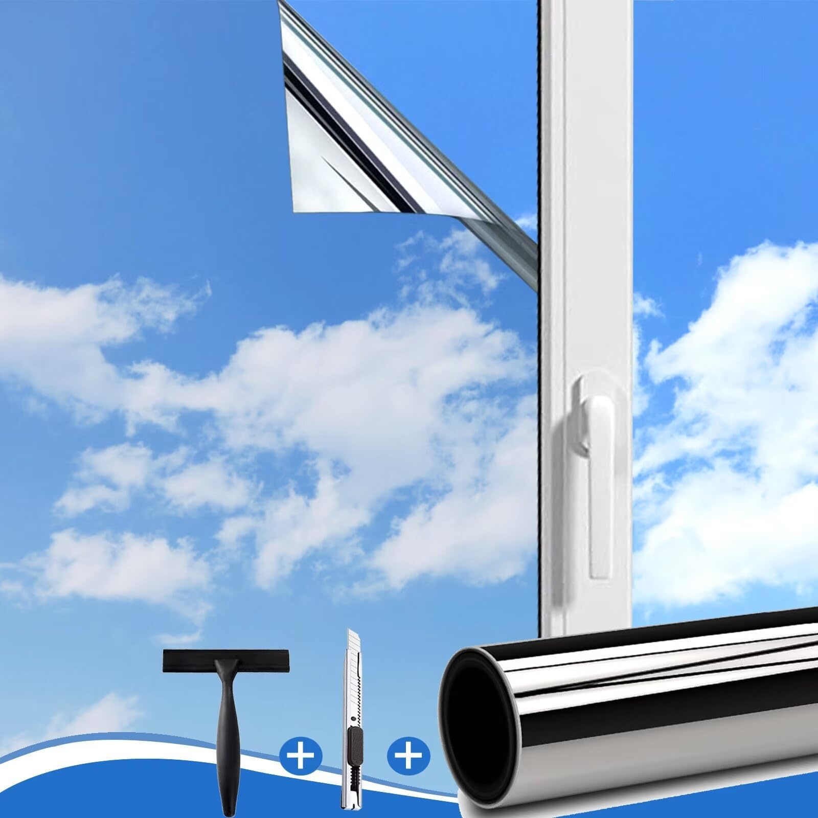 Guuteee Silver 44.5 x 200 cm Mirror Film Window Privacy Screen Sun ...