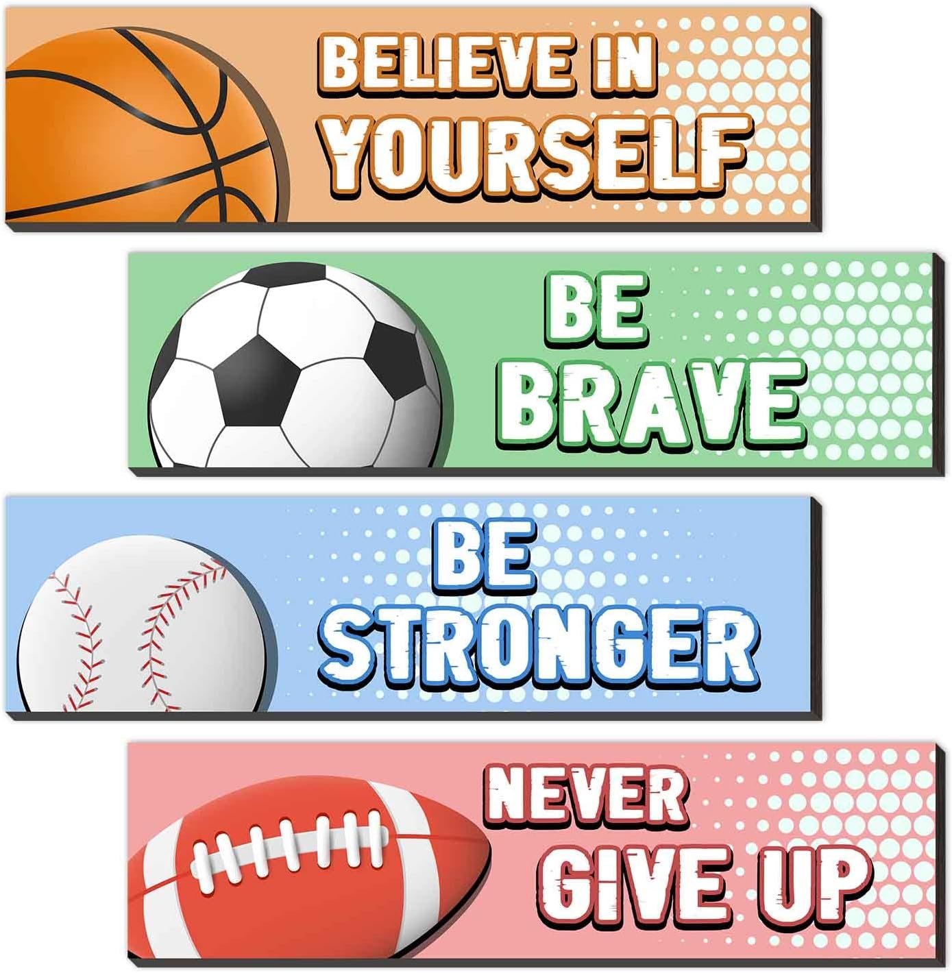 Amazon.com: 4 Pieces Colorful Sport Inspirational Quote Wall Art ...