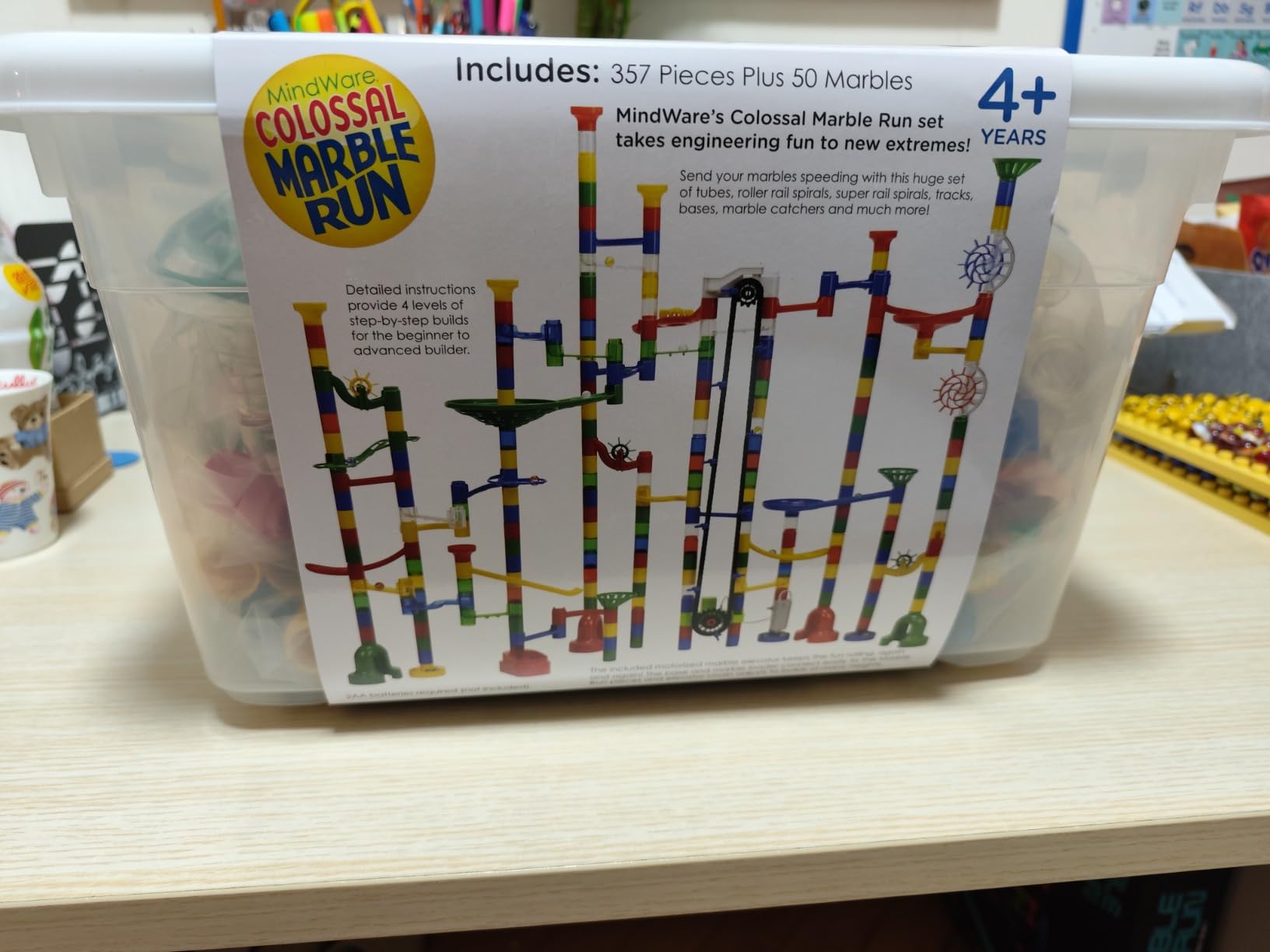 Amazon.com: MindWare Colossal Elevator Marble Run – 400-Piece Marble Maze Building Toys Set with ...