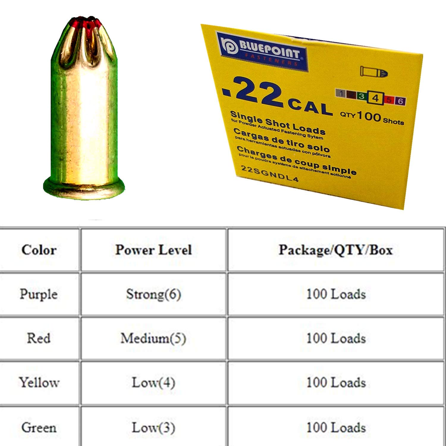 Buy 0.22 Caliber Red Powder Loads, High Velocity Strong Power Fasteners ...