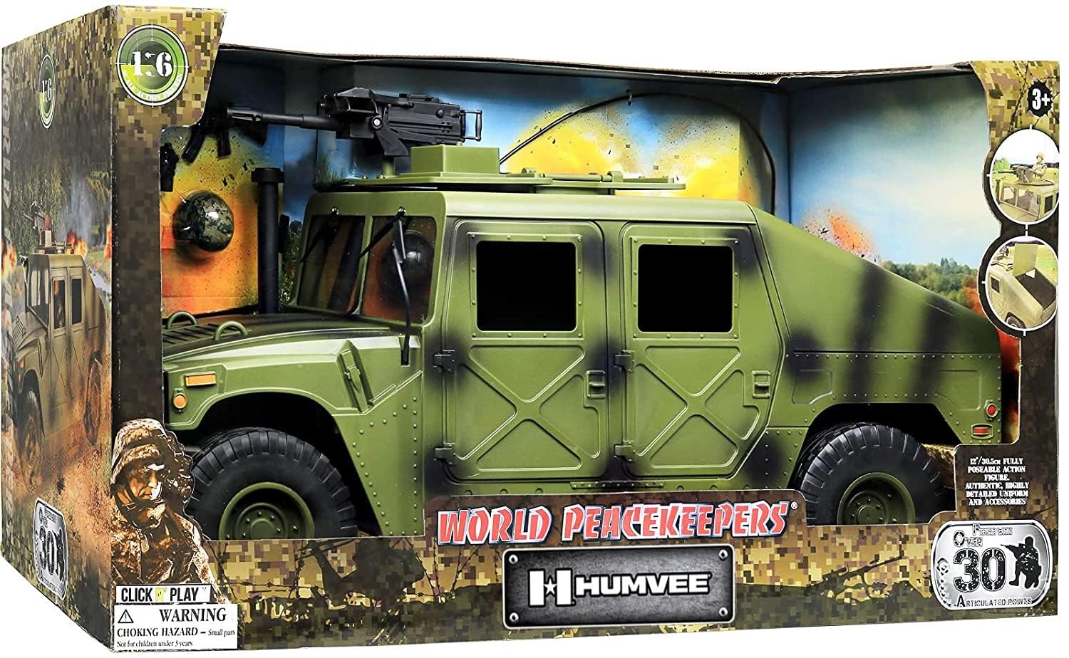 Amazon.com: Click N' Play Military Jumbo 12" Long Humvee Vehicle Toy ...