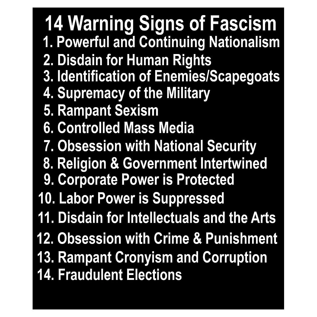 Amazon.com: 14 Warning Signs Of Fascism Anti Donald Trump Resist ...