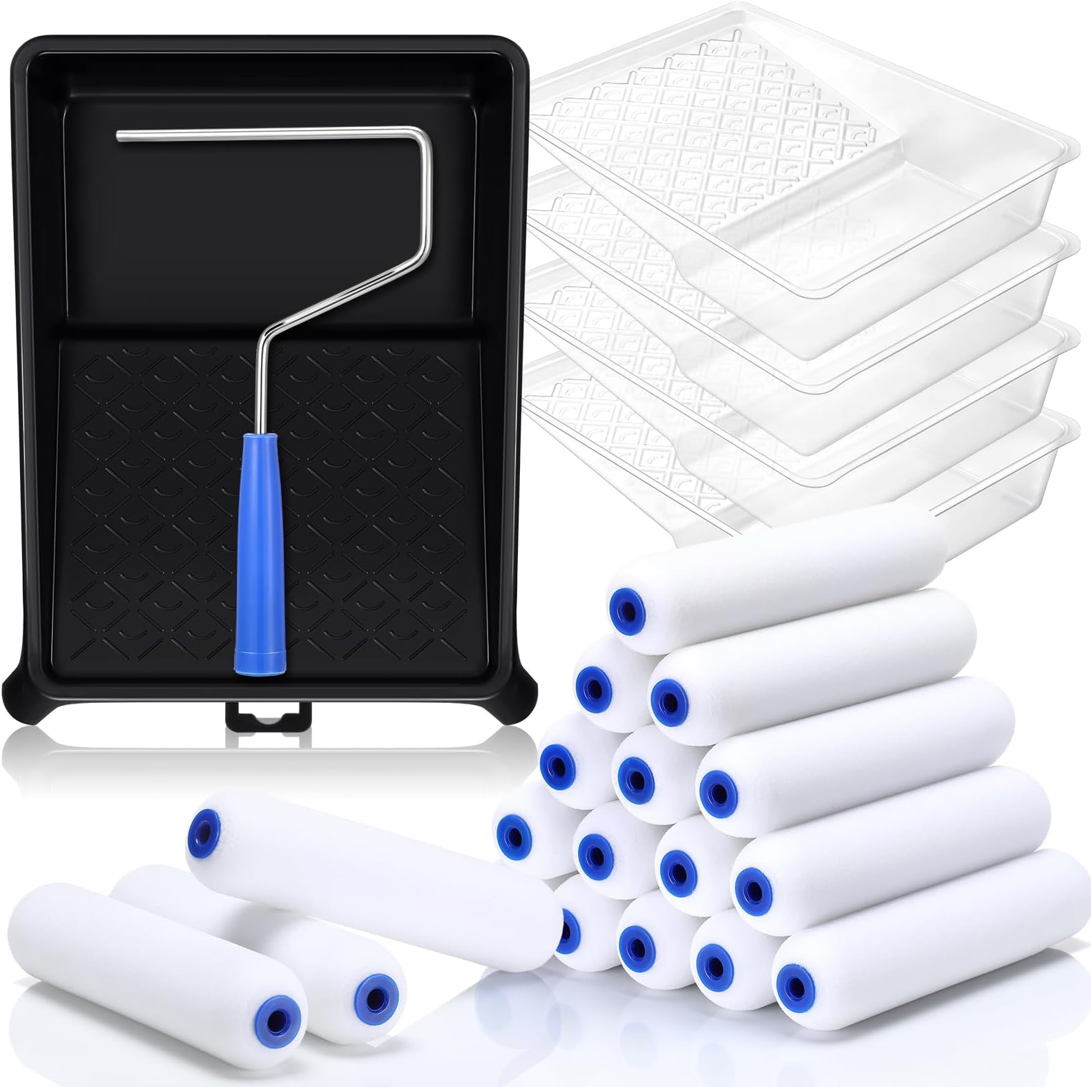 Amazon.com: Nezyo 24 Pcs Paint Roller Kit 18 Foam Paint Rollers 6 Inch Roller Frame and Paint ...