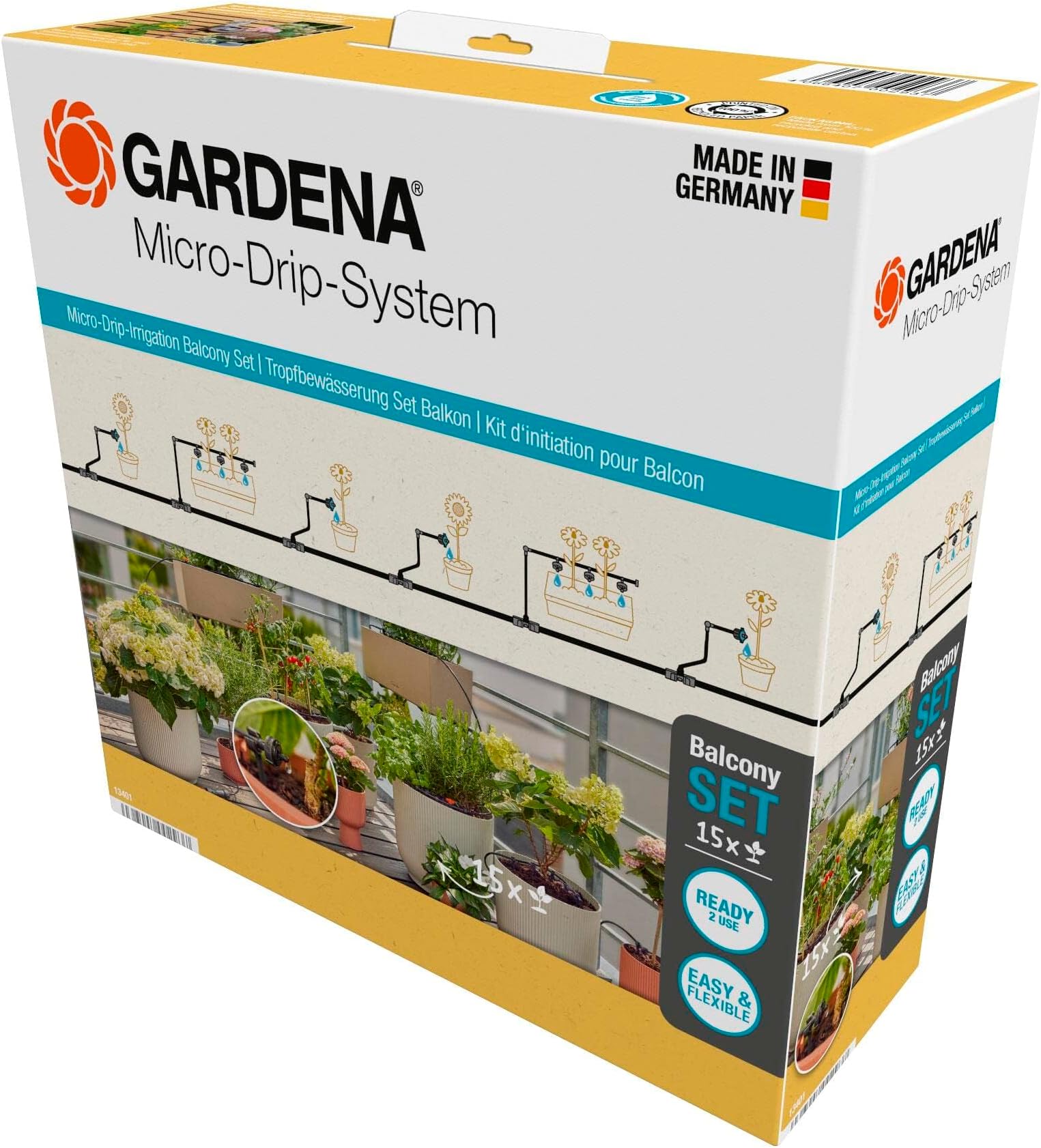 Amazon.com : Gardena Micro-Drip-System Drip Irrigation Set Balcony (15 Plants): Starter Set ...