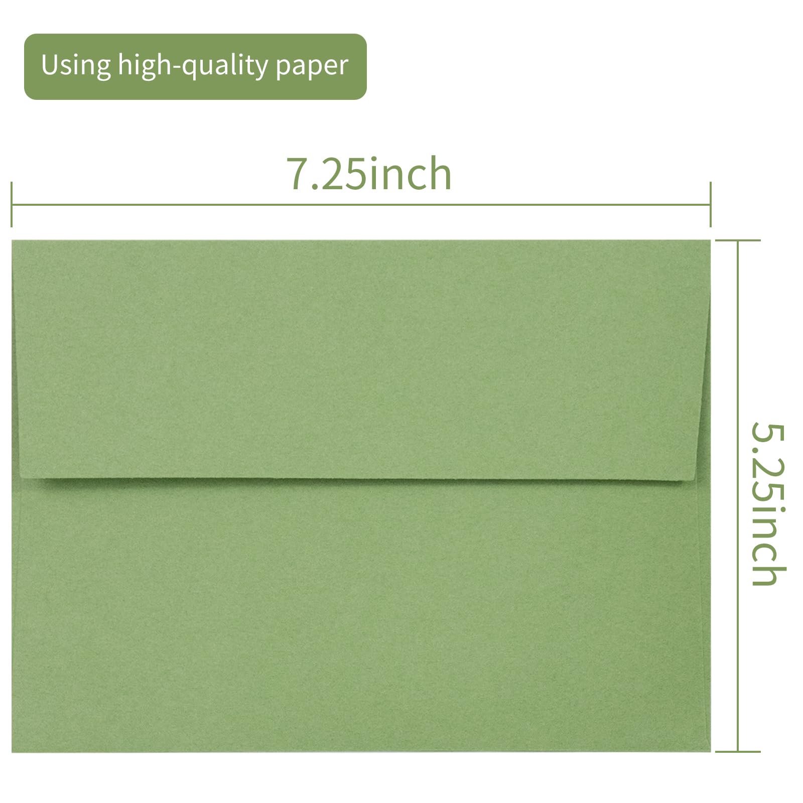 100 Pack Sage green 5x7 Envelopes for 5x7 Cards,Invitations,Wedding ...