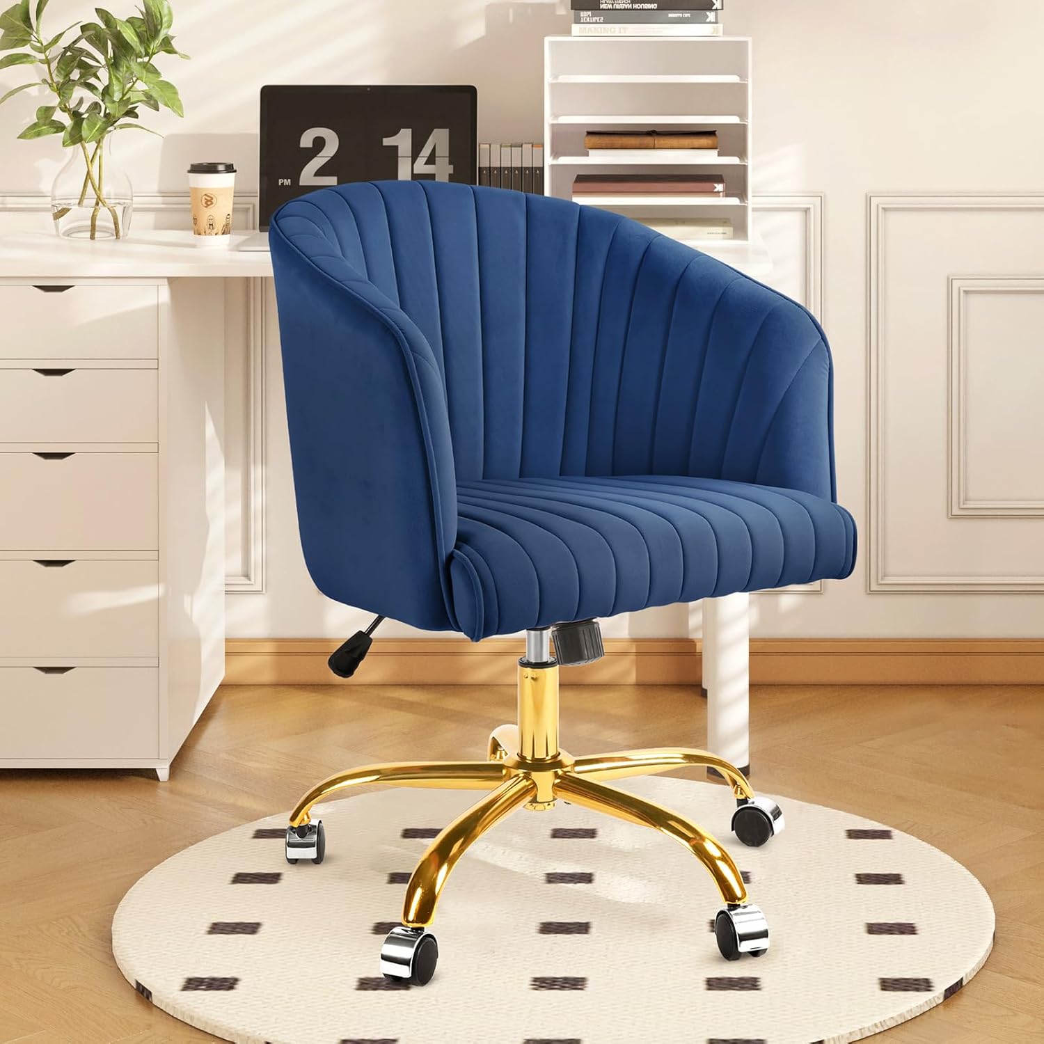Amazon.com: ROWHY Comfy Office Desk Chair, Velvet Swivel Desk Chairs ...