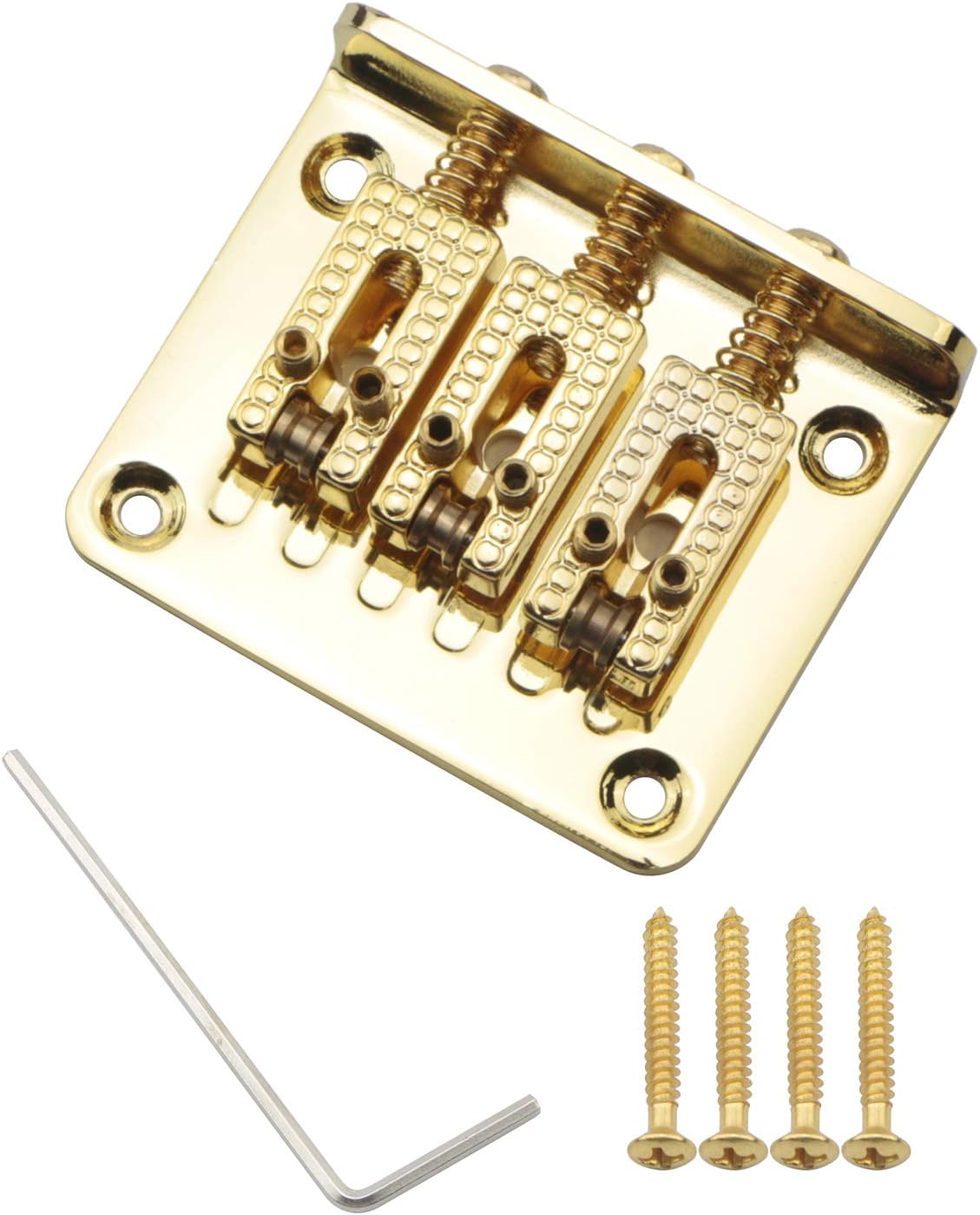 Amazon.com: Swhmc 3 Saddles Roller Bridge Set Plate 3 Strings Guitar ...