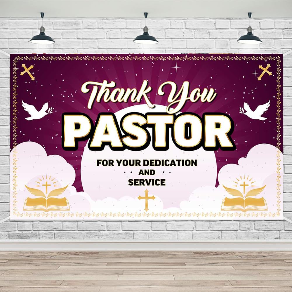 Amazon.com : Lofaris Pastor Appreciation Day Banner - Purple Religious ...