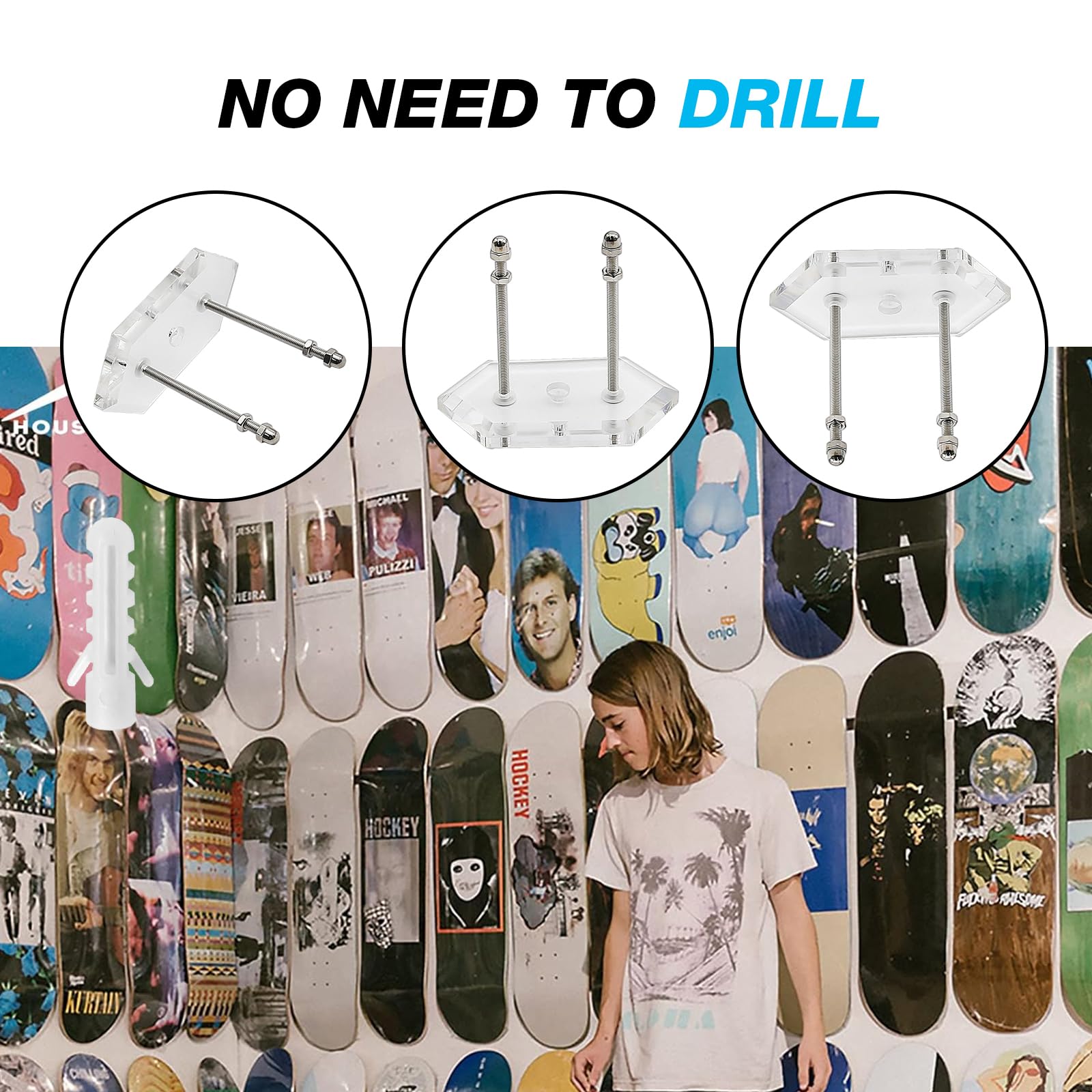 Snapklik.com : UOIENRT 4Pcs Skateboard Wall Mount Display Skateboard ...