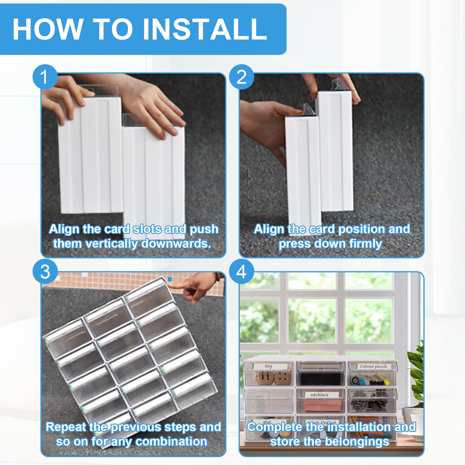 Snapklik.com : Voittozege 9 Pcs Drawer Stacking Storage Cabinet