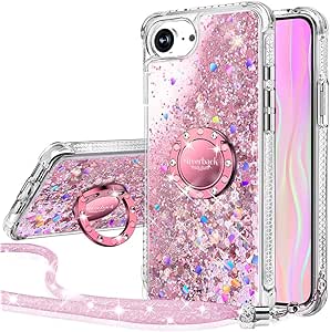 Amazon.com: Silverback for iPhone 16e Case with Stand, Moving Liquid Holographic Sparkle Glitter ...