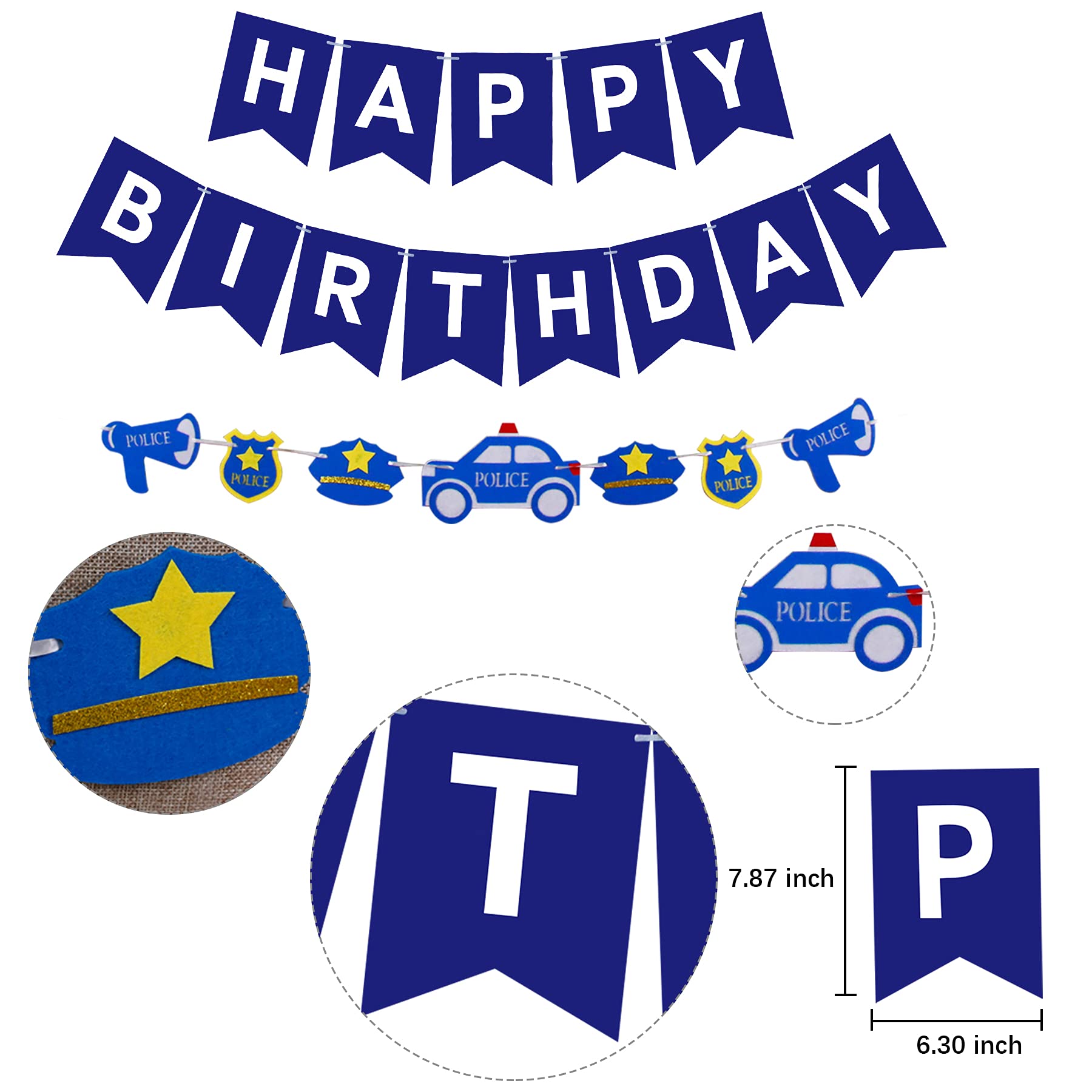 READIGO Police Birthday Party Decoration Supplies for Kid Baby Boy Girl ...