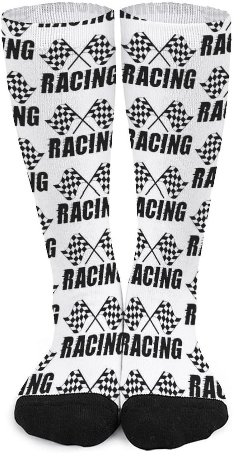Amazon.com: Racing Flag Funny Knee High Socks Athletic Tube Socks Color ...