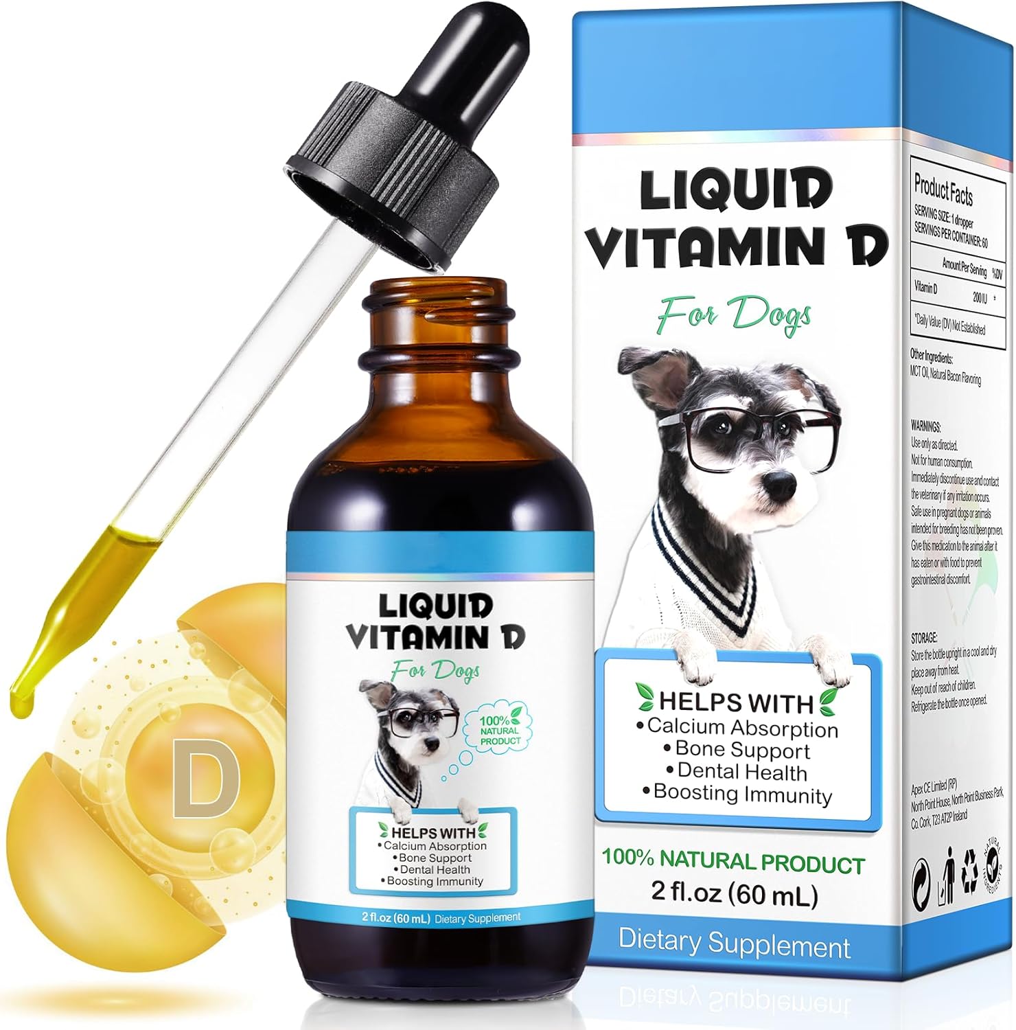 Vitamin D for Dogs, Liquid Vitamin D for Dogs, Dog Vitamins D Drops ...