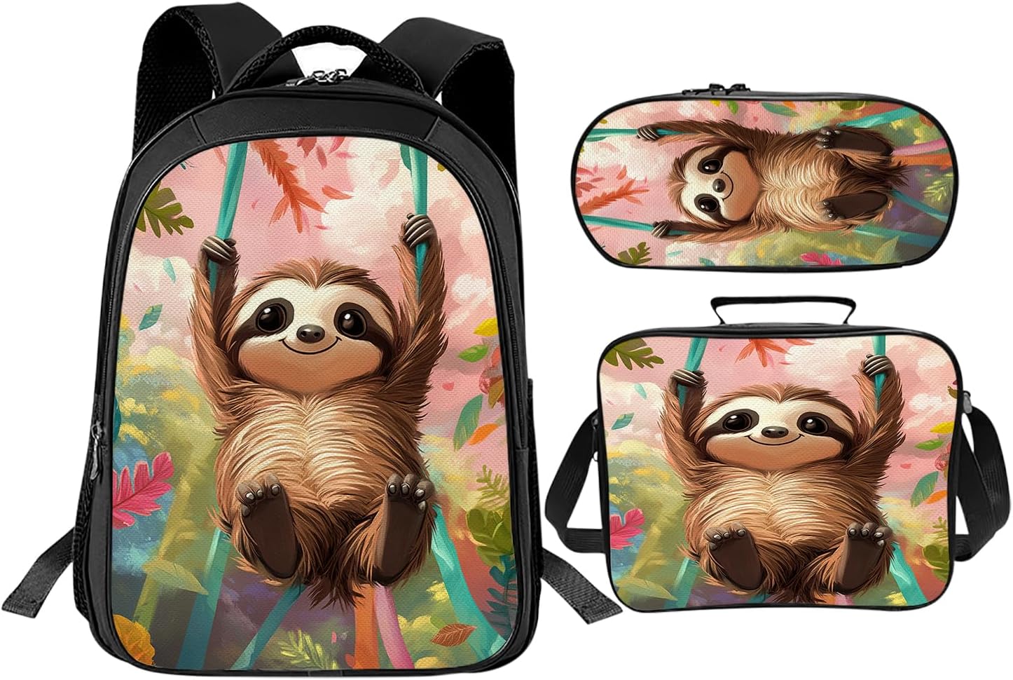 Amazon.com: Trimety Cute Sloth Backpack Set 3 Piece School Bags and ...