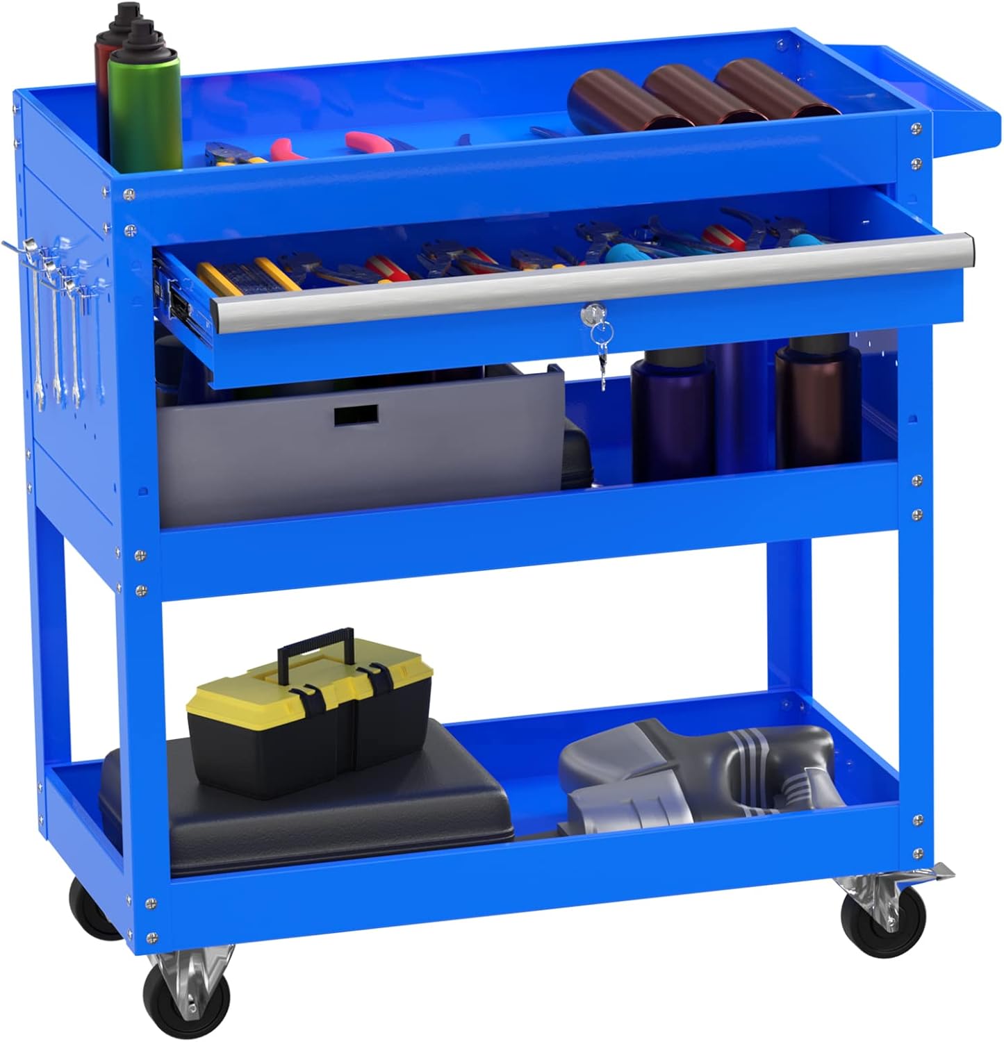Amazon.com: 3-Tray Rolling Tool Cart,330 LBS Capacity Utility Tool Cart ...