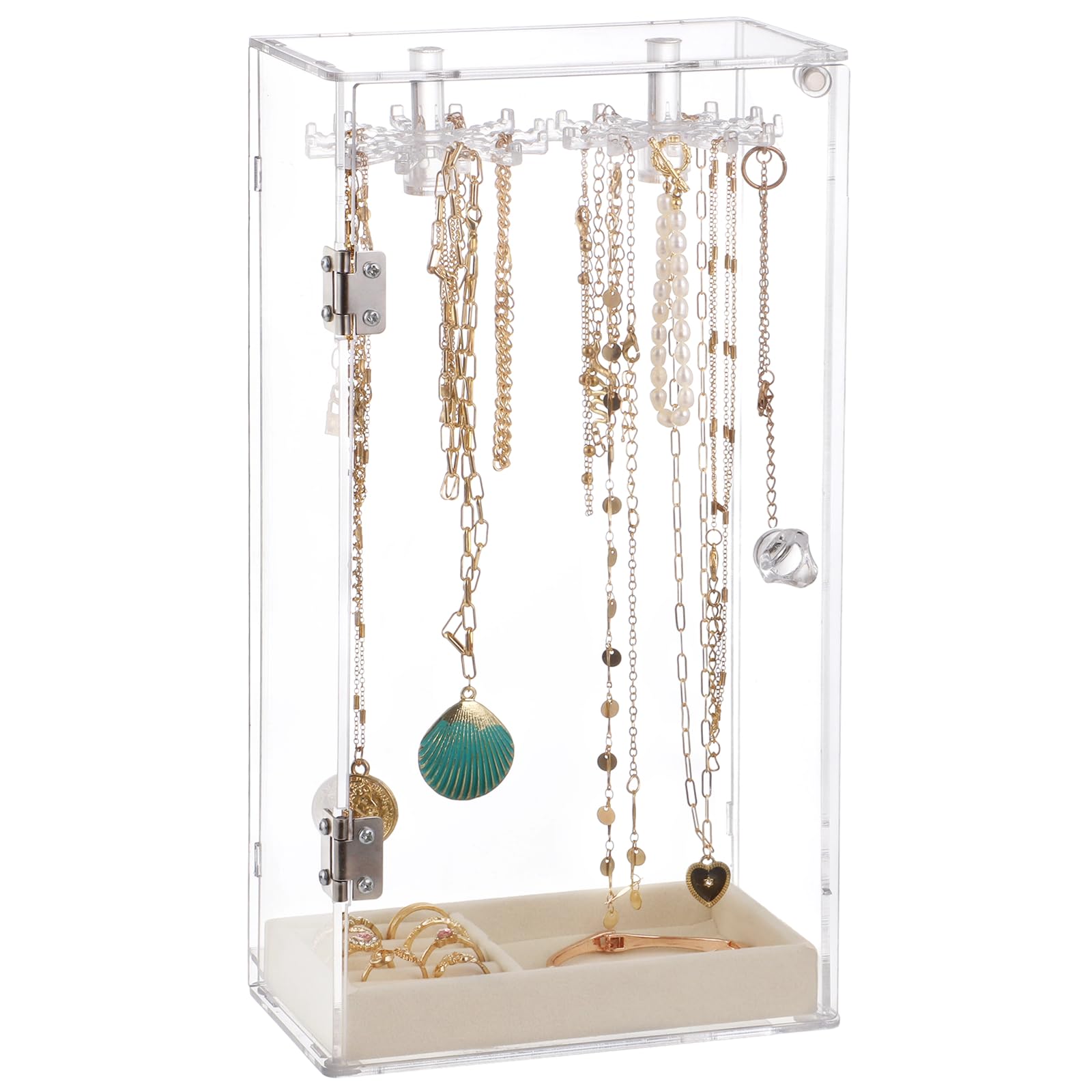 Amazon.com: Tideme 24-Hook Acrylic Necklace Holder, Rotatable Clear ...