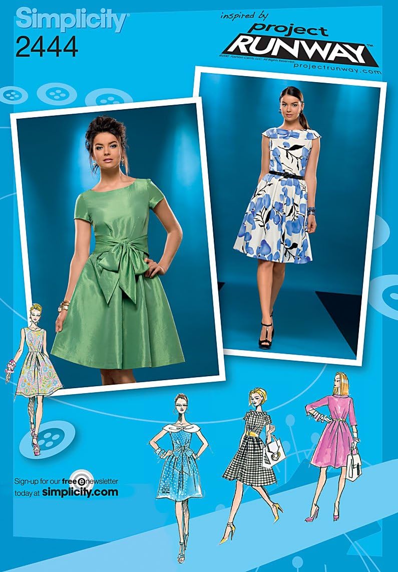 Amazon.com: Simplicity Project Runway Pattern 2444 Misses Dress with ...