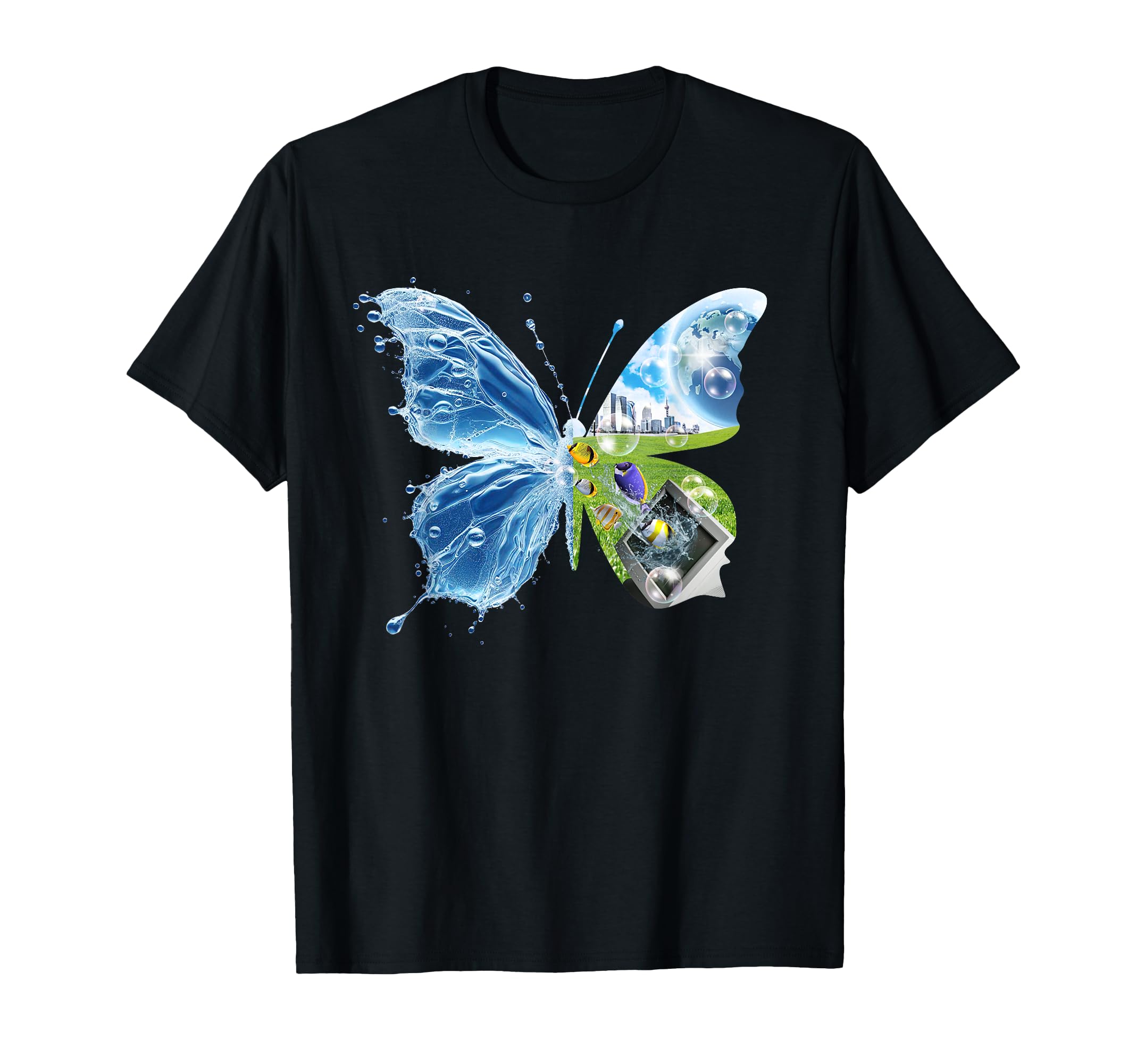 Amazon.com: Frutiger Aero Aesthetic Butterfly Computer Fishes Scenery T-Shirt : Clothing, Shoes ...