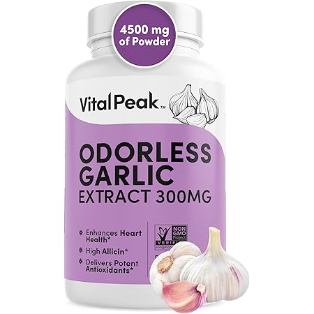 Amazon.com: Vital Peak Odorless Garlic Extract - Allicin-Rich 300 mg ...
