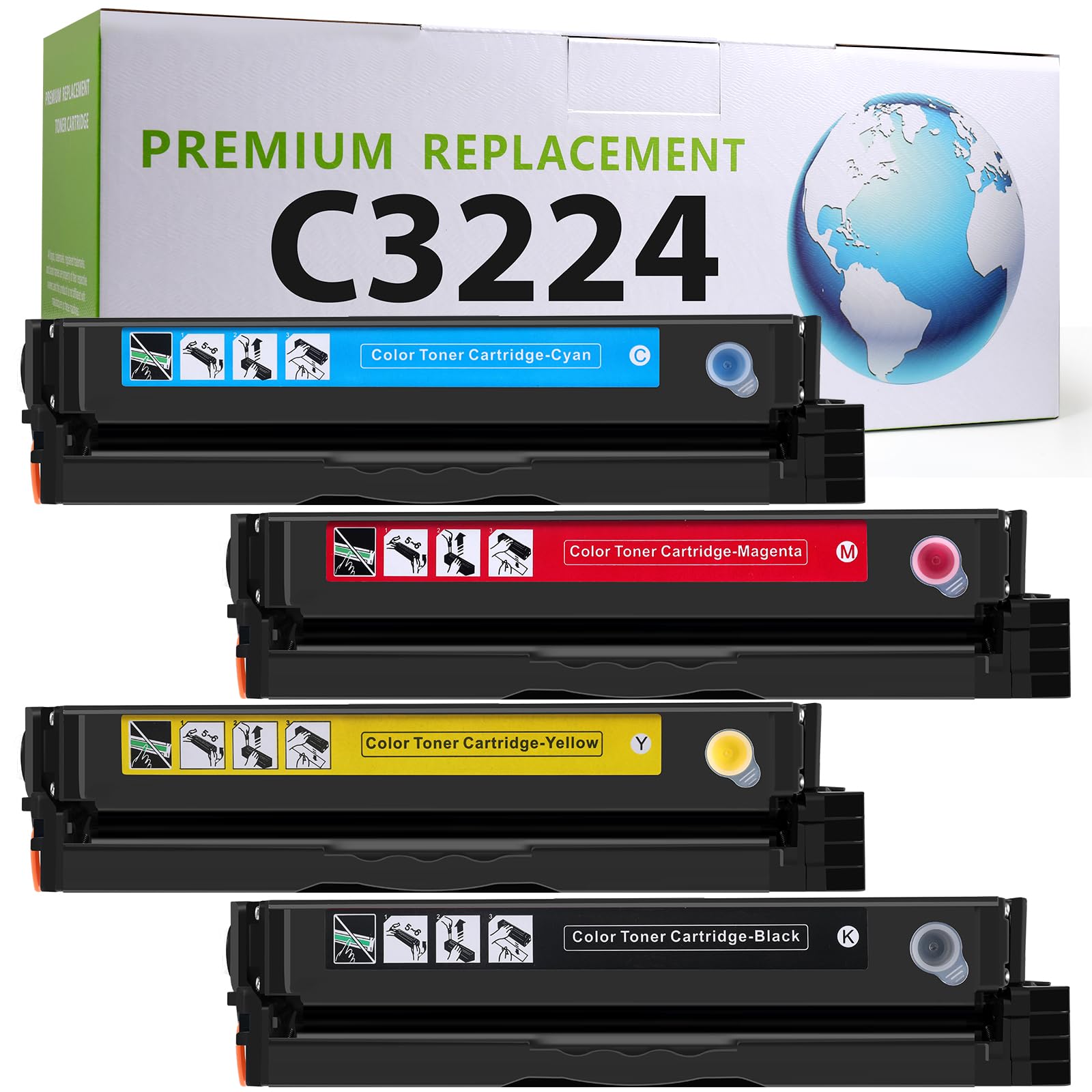 Amazon.com: MC3224 Toner Cartridges for Lexmark,C3210k0 C3210C0 C3210M0 ...