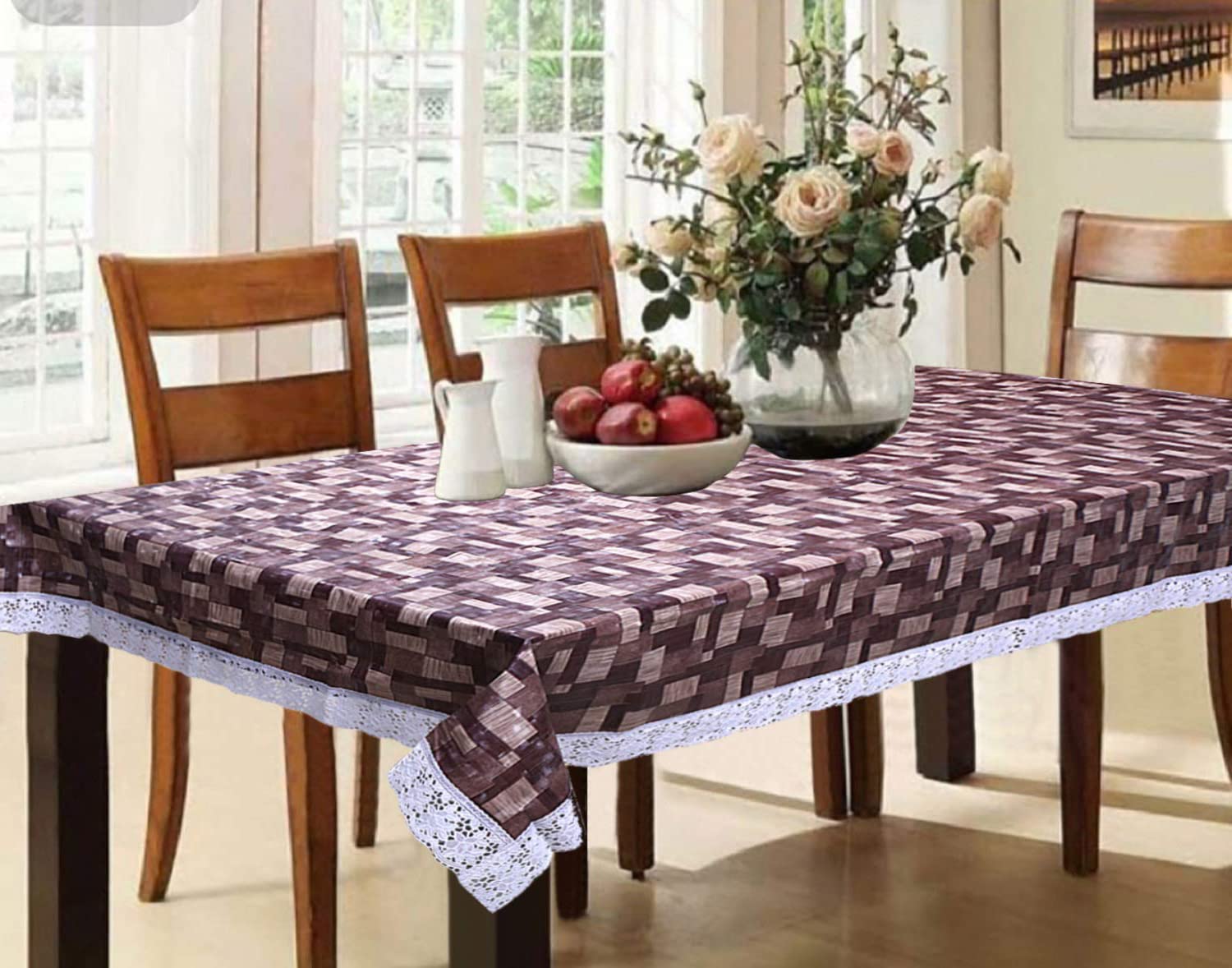 Kuber Industries 3D Checkered Print Dining Table Cover 6 Seater ...