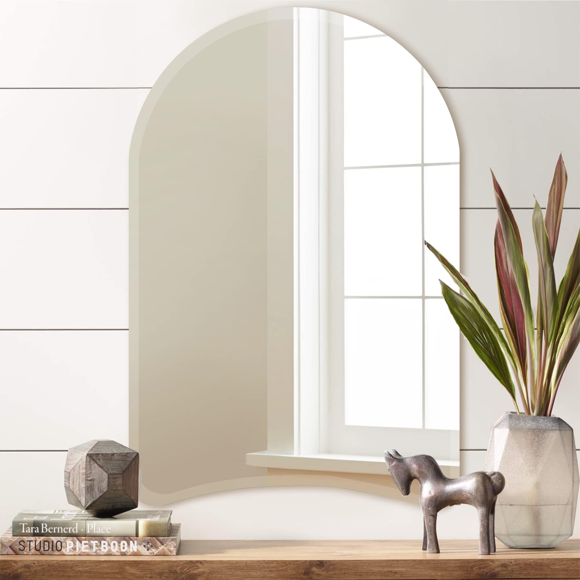 Amazon.com: GlasFlength 35"x24" Wall Mirror, Arch Frameless Wall ...